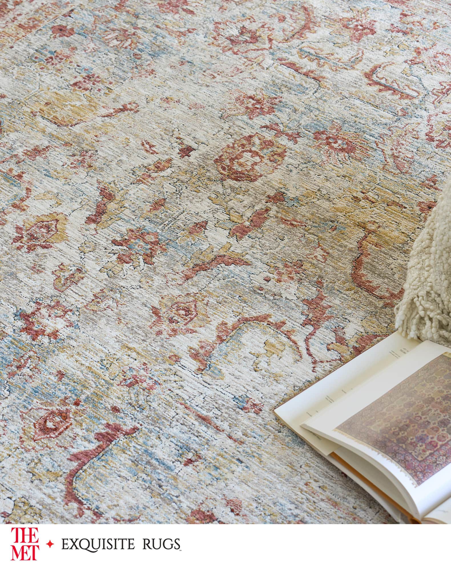 Exquisite Rugs x THE MET Antique Loom Blue & Rust Rug, 3' x 12' | Horchow