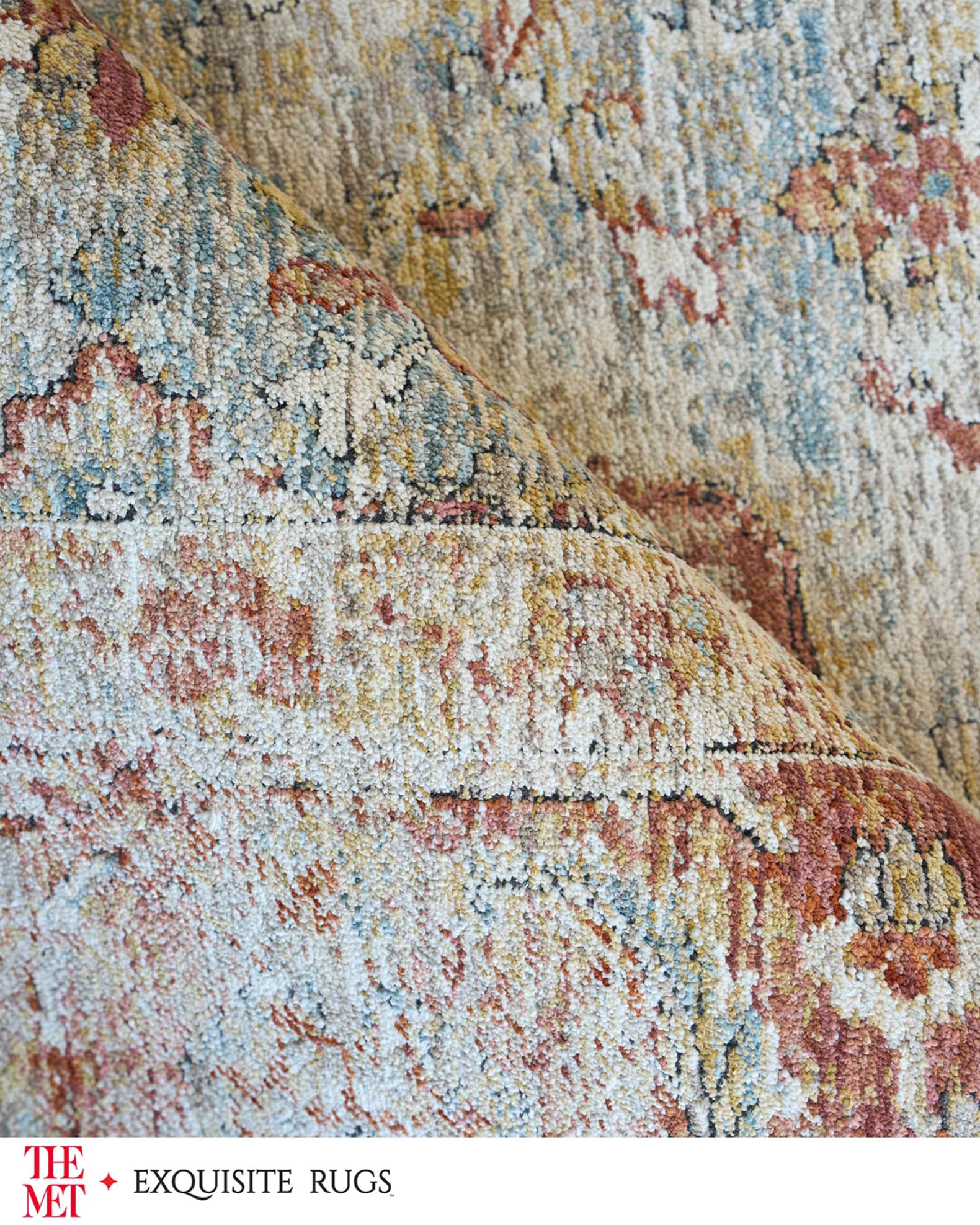 Exquisite Rugs x THE MET Antique Loom Blue & Rust Rug, 3' x 12' | Horchow