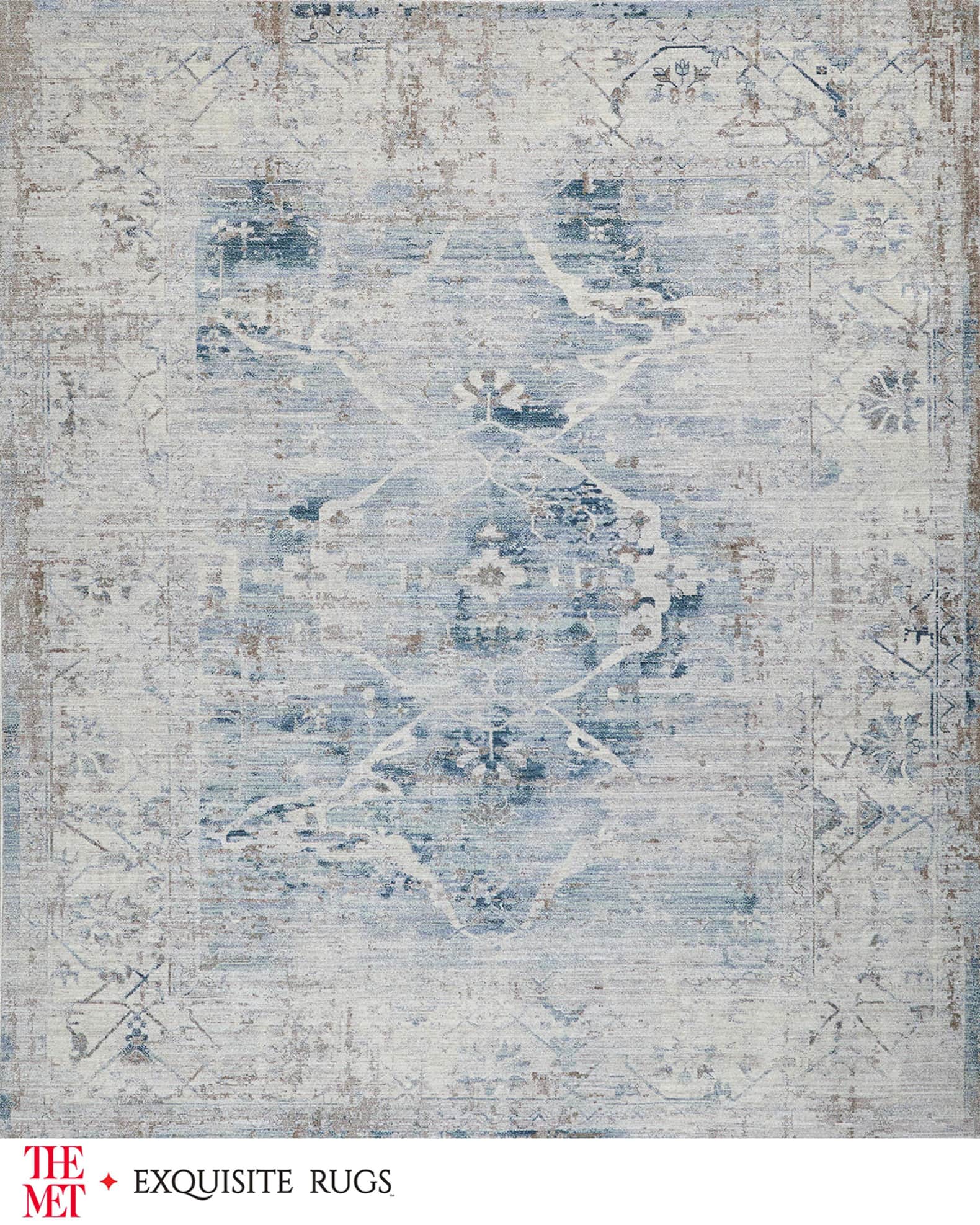 Exquisite Rugs x THE MET Vintage Loom Light Blue & Beige Rug, 10' x 14 ...