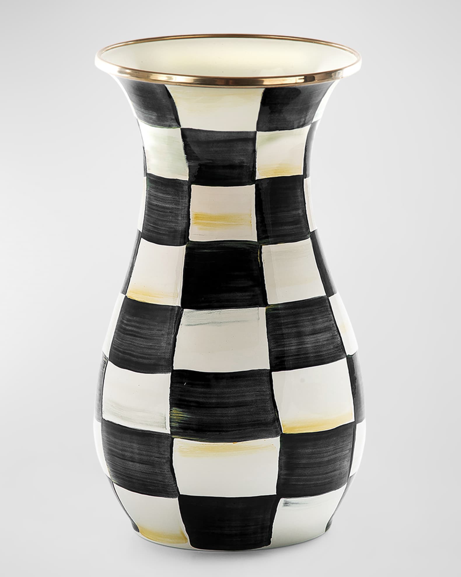 Courtly Check Enamel Tall Vase - 10" | Horchow