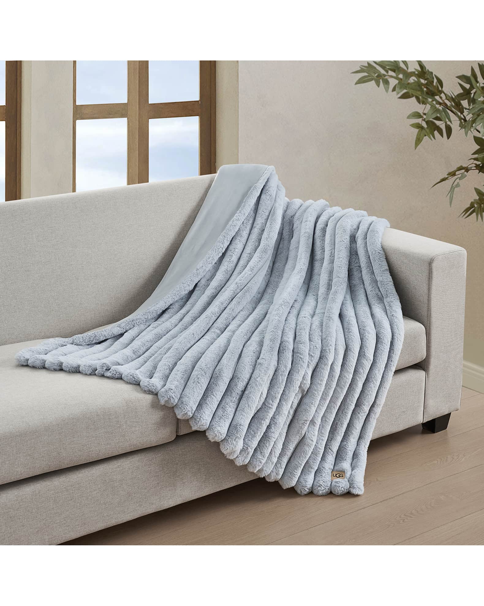 UGG Channel Quilt Faux Fur Throw Blanket | Horchow