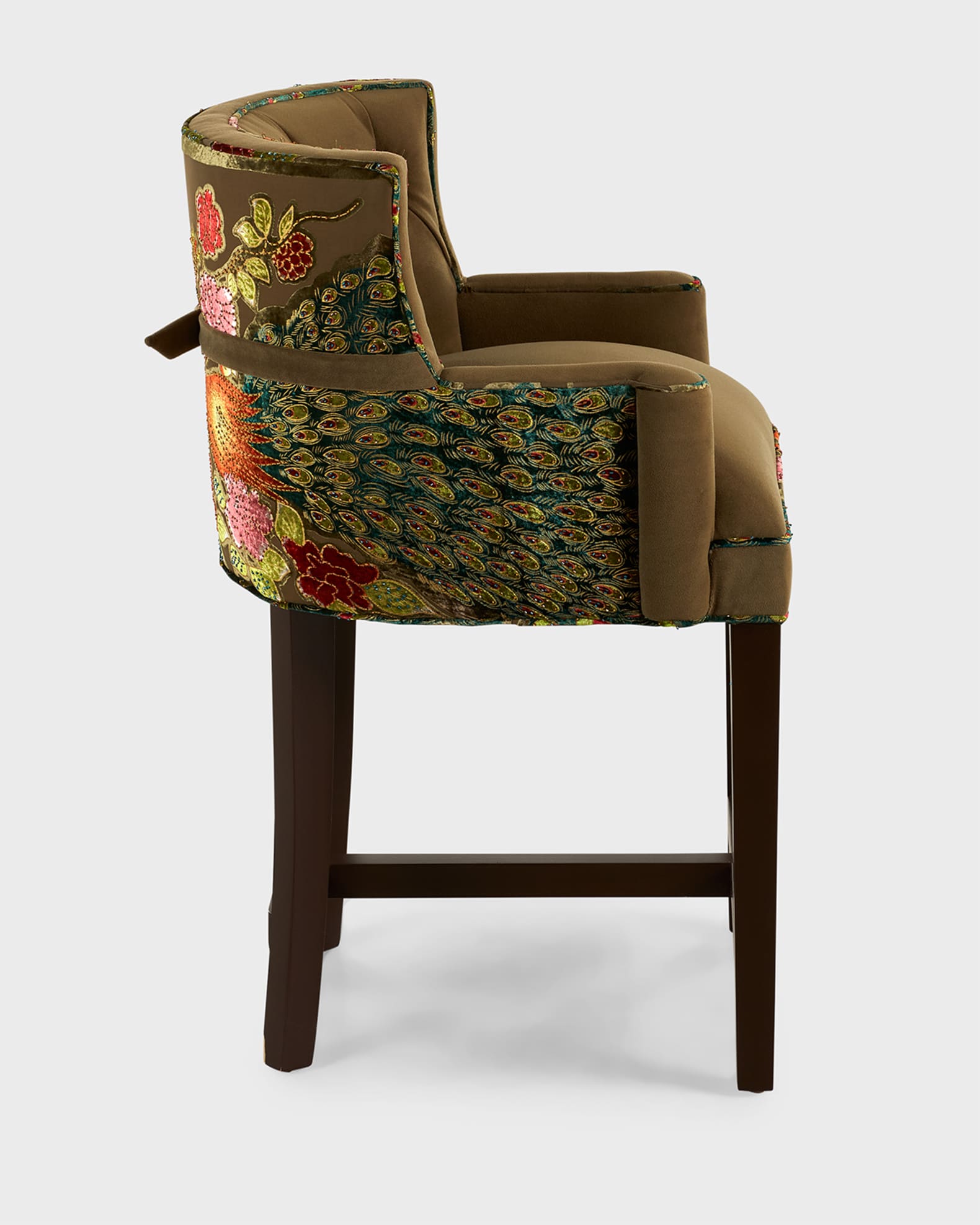 Haute House Peacock Tufted 27" Counter Stool | Horchow