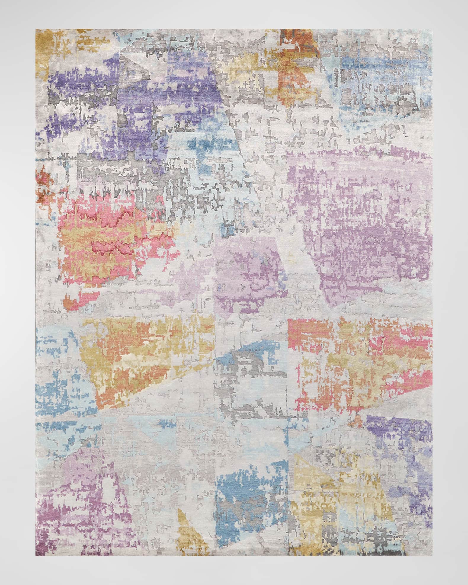 Exquisite Rugs Floor Art Hand-Knotted Ivory & Lavender Rug, 8' x 10 ...