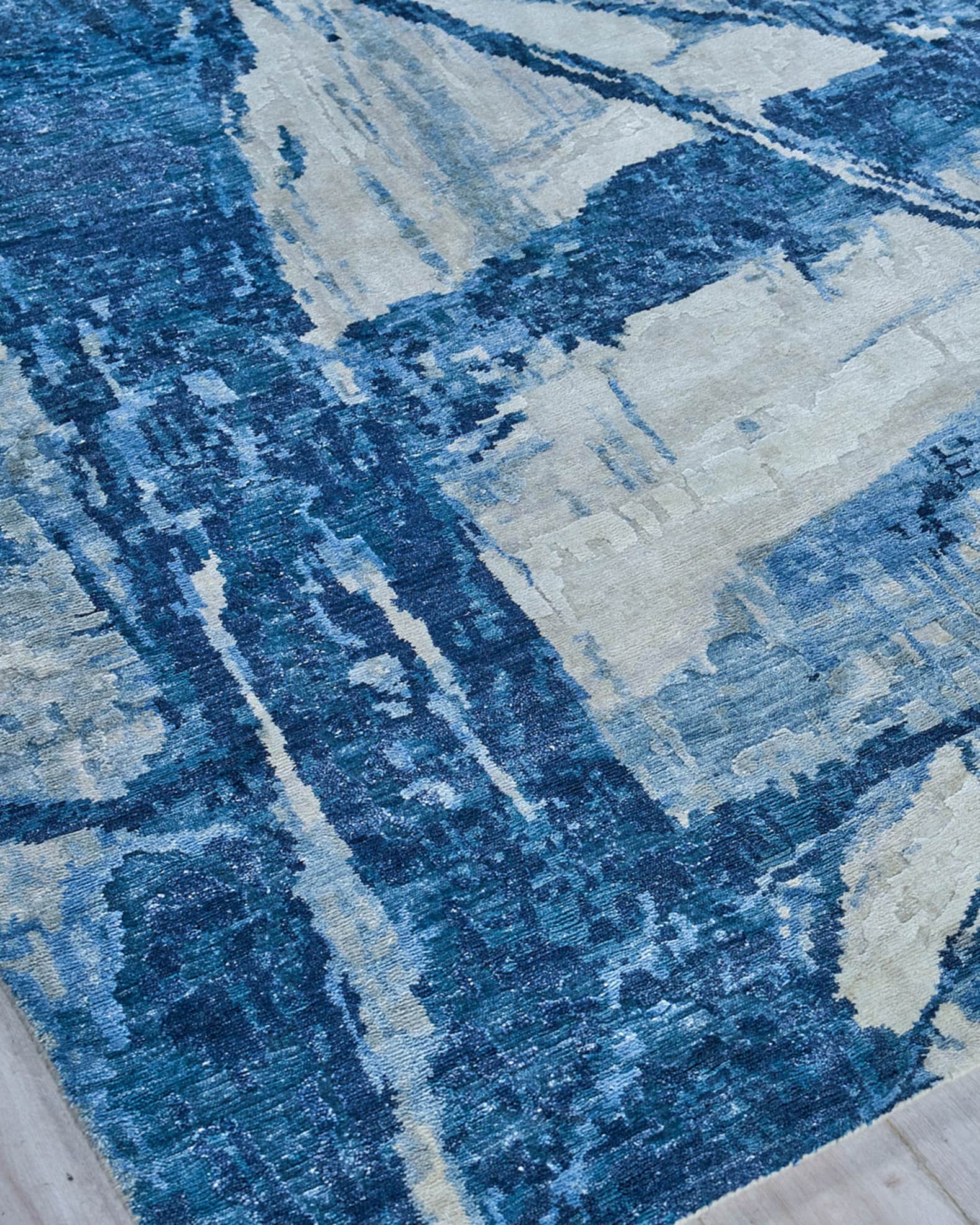 Exquisite Rugs Floor Art Hand-Knotted Dark Blue Rug, 9' x 12' | Horchow