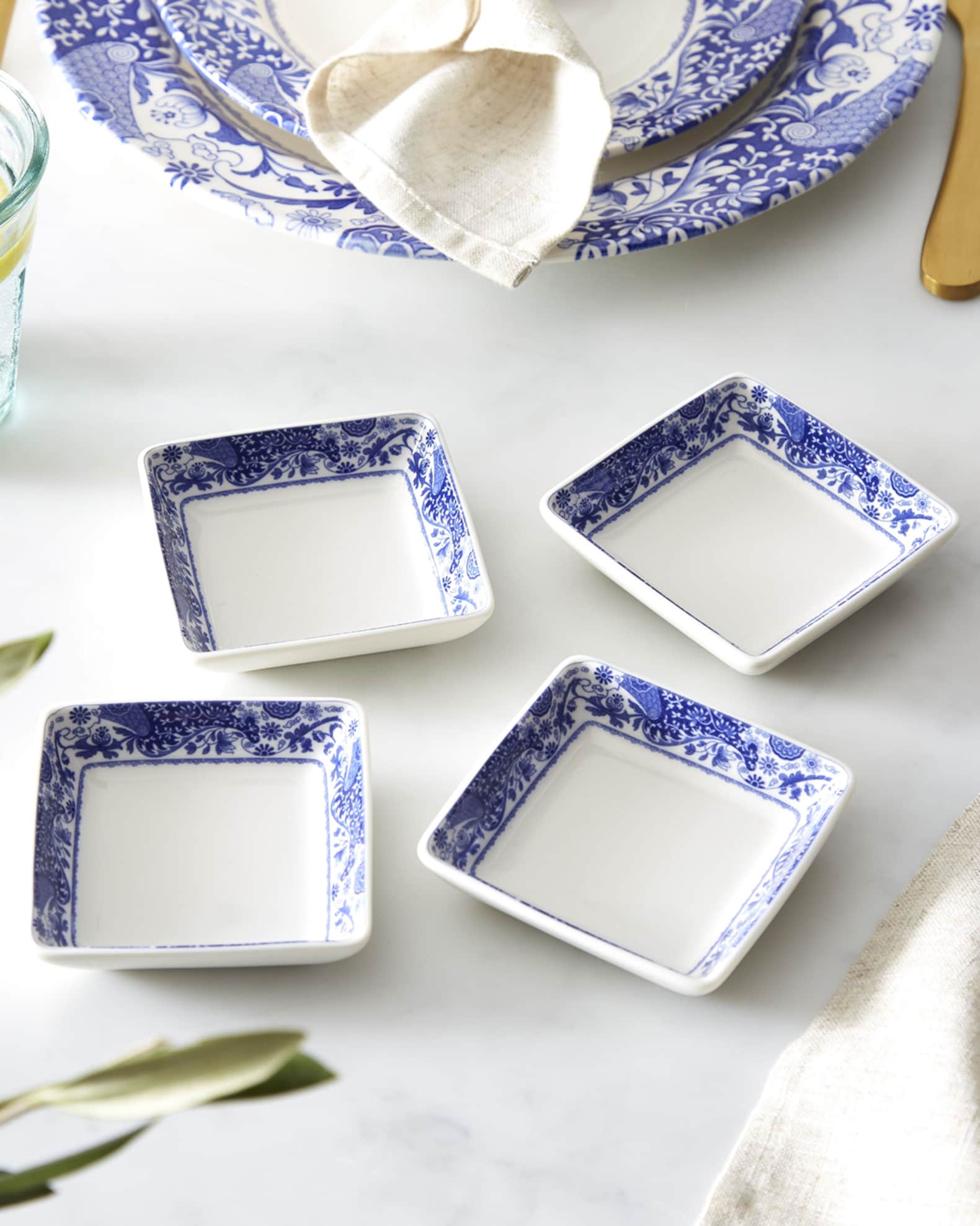 Spode Blue Italian Brocato Square Dipping Dishes, Set of 4 | Horchow