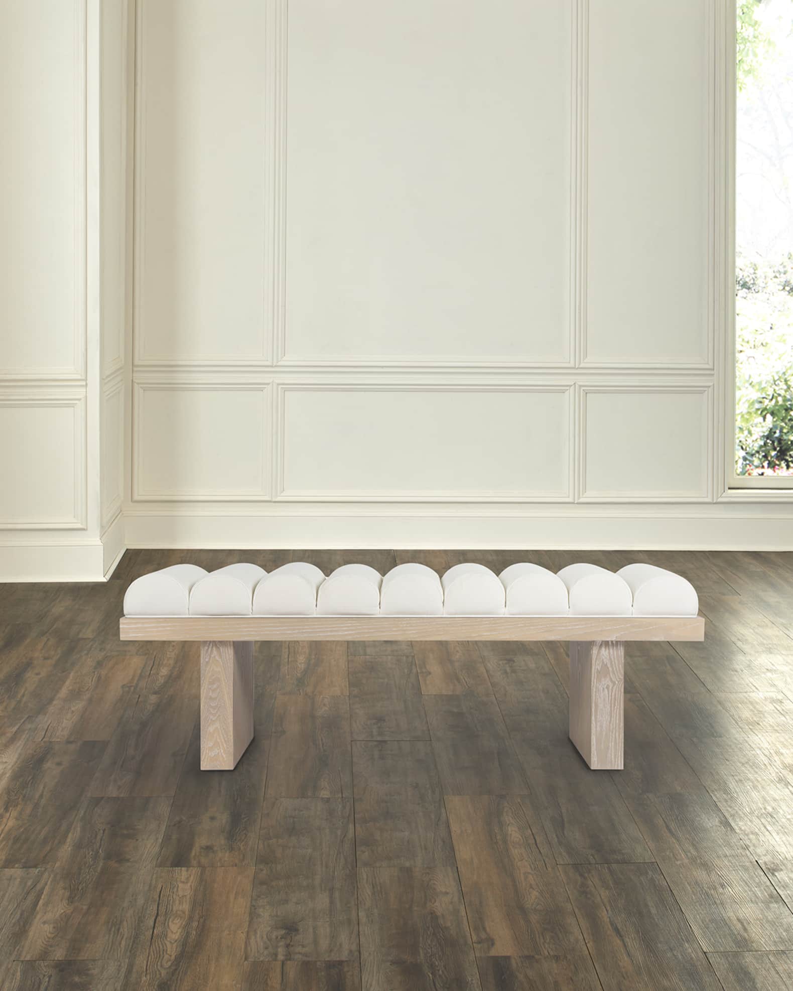 Worlds Away Caspian Channel-Tufted Bench, 52" | Horchow