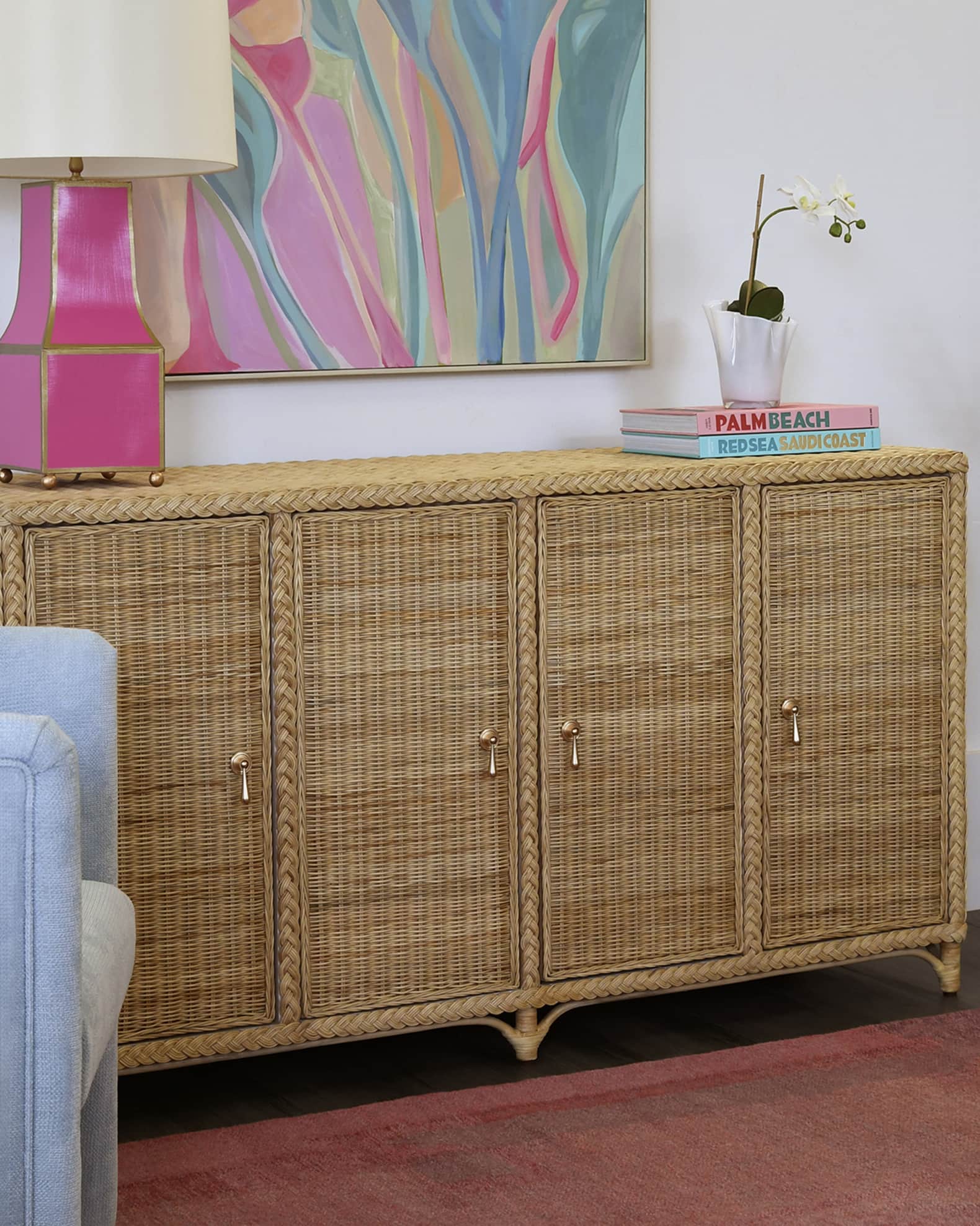 Worlds Away Evander Rattan 4-Door Buffet | Horchow