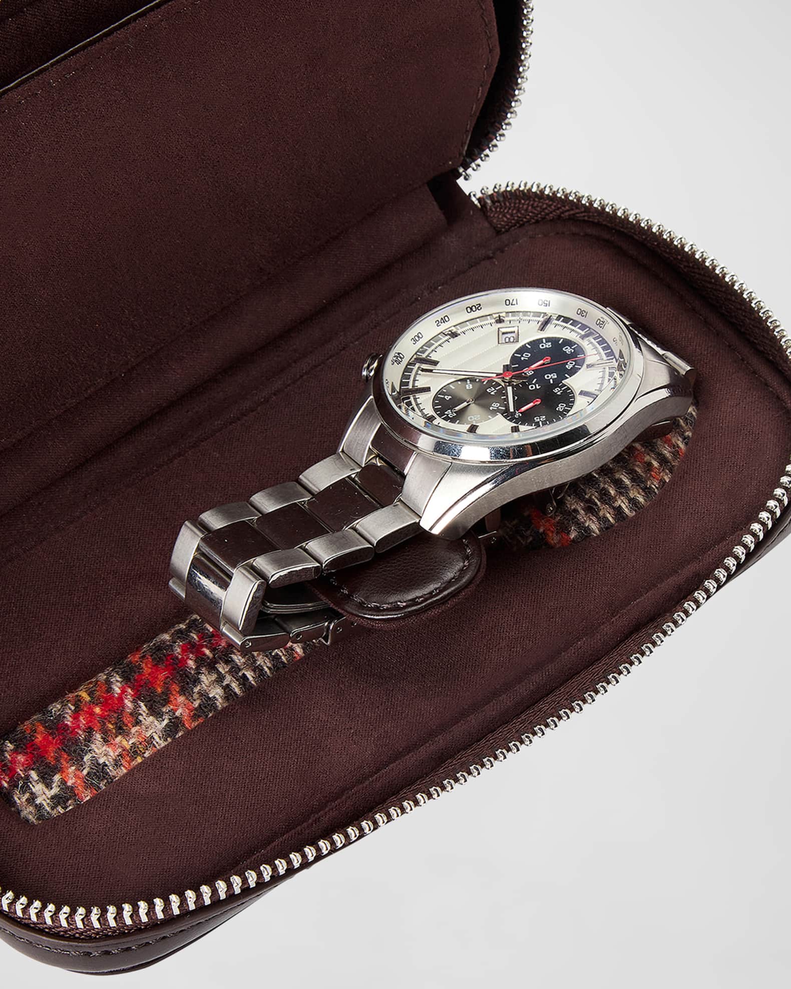 WOLF x WM Brown Two-Piece Watch Zip Case | Horchow