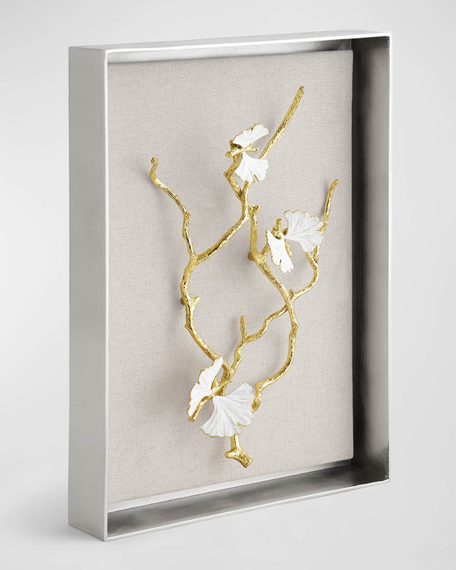 Michael Aram Butterfly Ginkgo White & Gold Fabric Shadow Box | Horchow