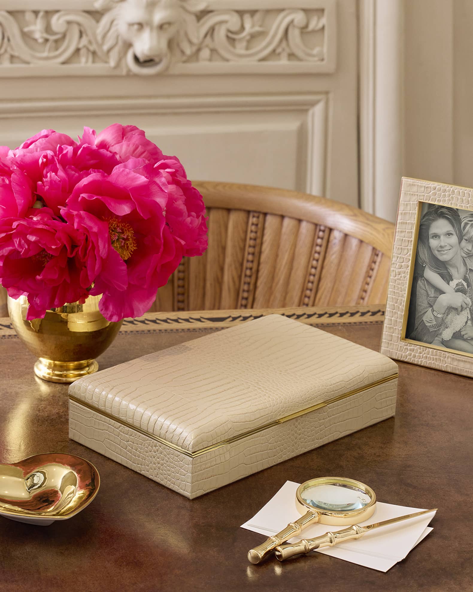 AERIN Classic Croc Leather Desk Box | Horchow