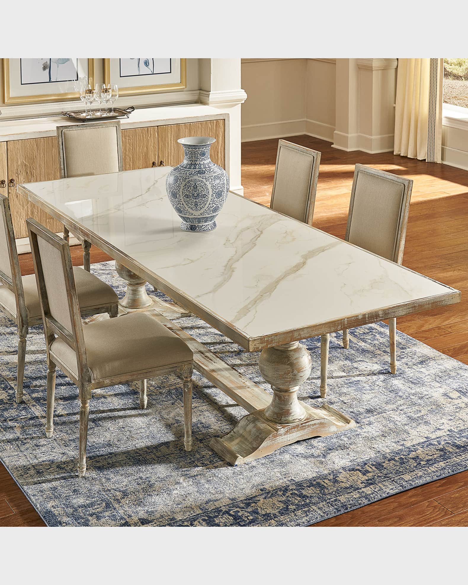Sarreid Rectangular Faux Marble Dining Table | Horchow