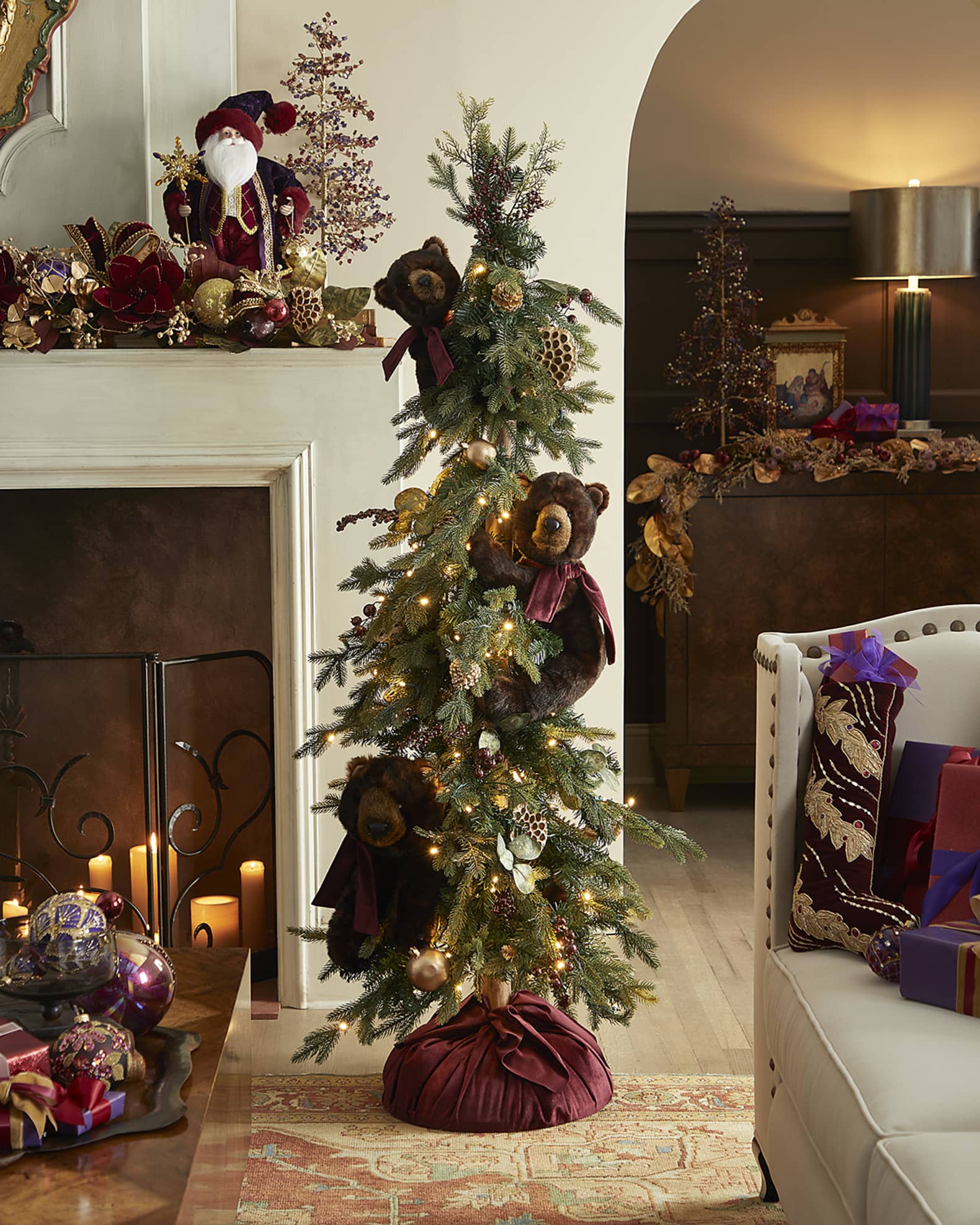 Ditz Designs By The Hen House Realms of Glory Cinnamon Cub Trio Christmas Tree, 72" | Horchow