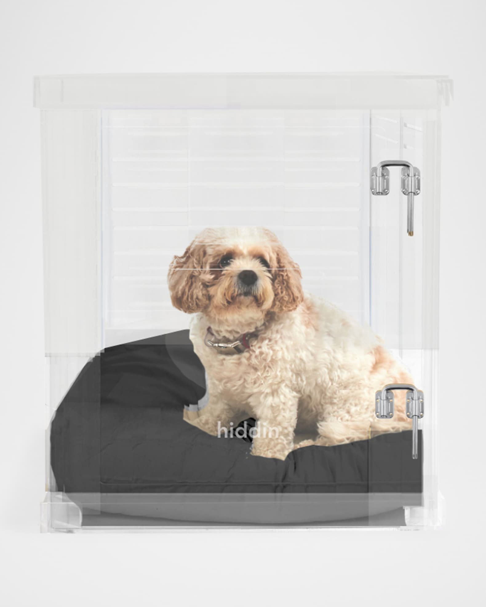 HIDDIN Medium Clear View Pet Crate with Silver Latch | Horchow