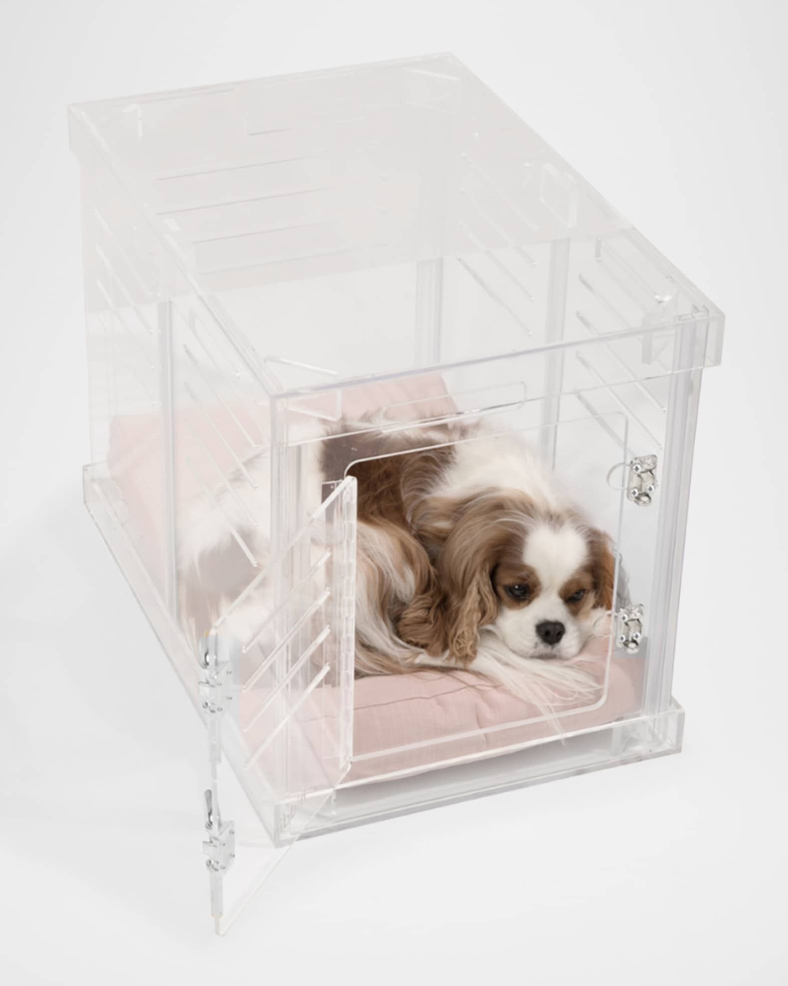HIDDIN Small Clear View Pet Crate with Silver Latch | Horchow