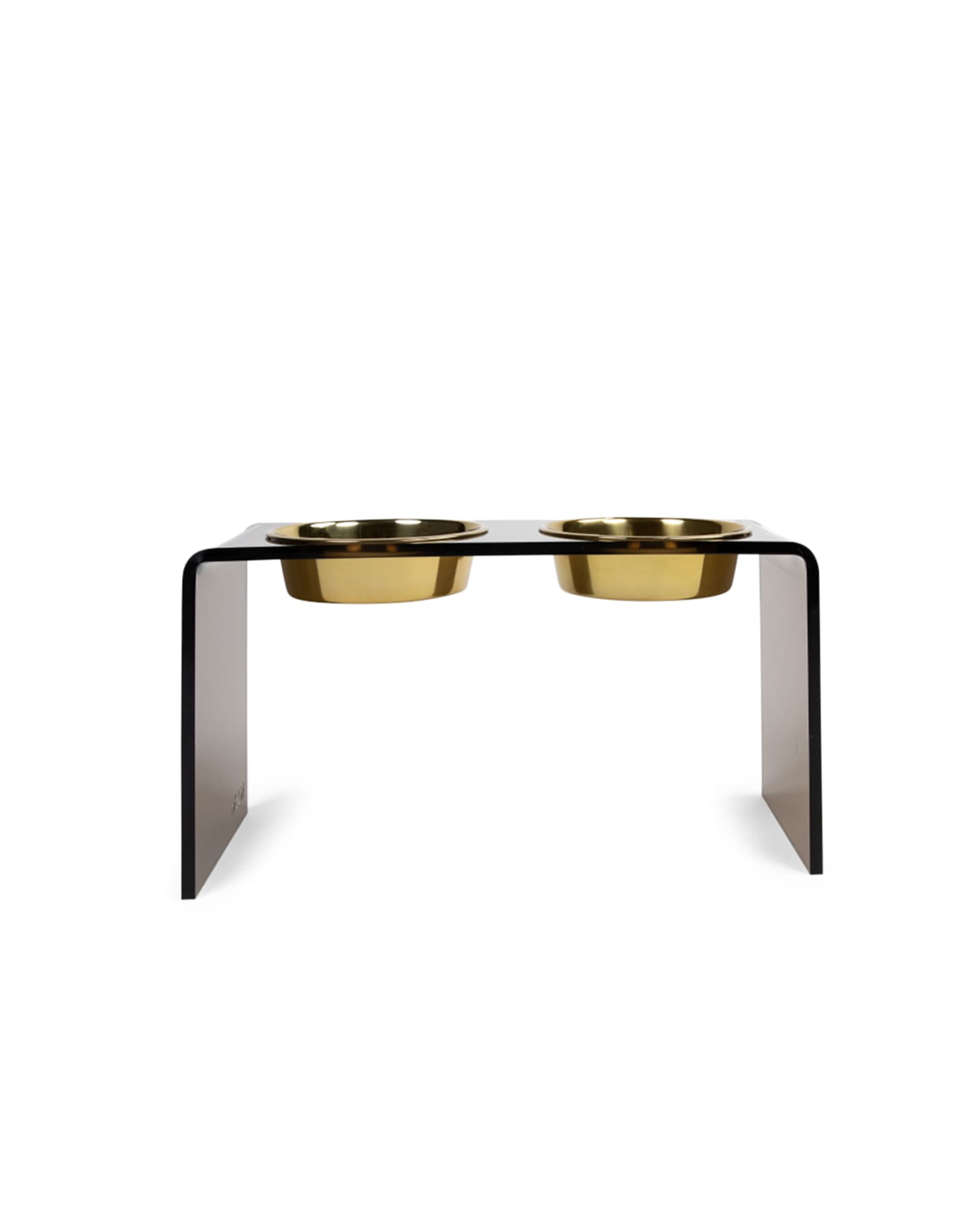 HIDDIN Large Bronze Double Bowl Pet Feeder - 2 Qt Golden Bowls | Horchow