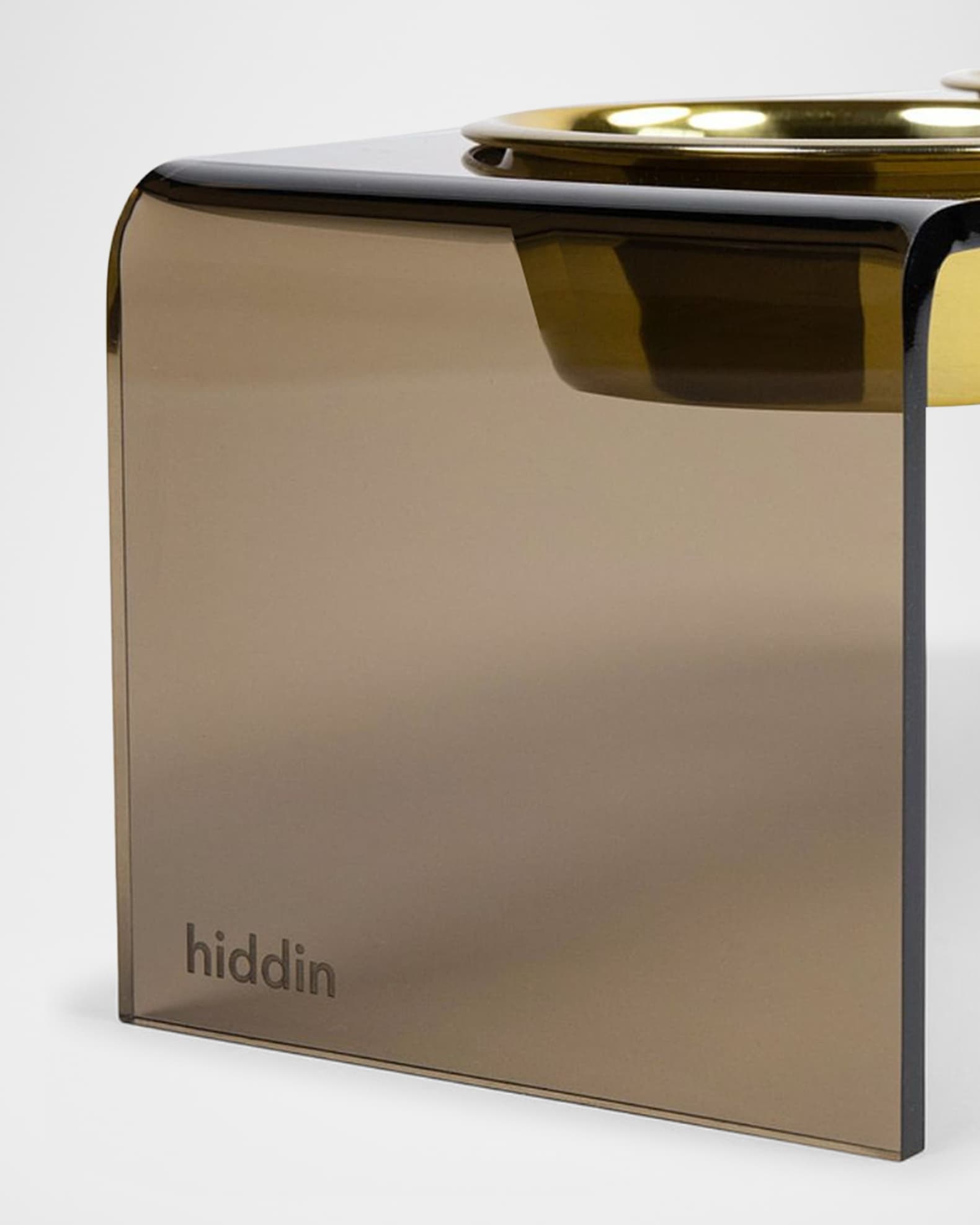 HIDDIN Large Bronze Double Bowl Pet Feeder - 2 Qt Golden Bowls | Horchow