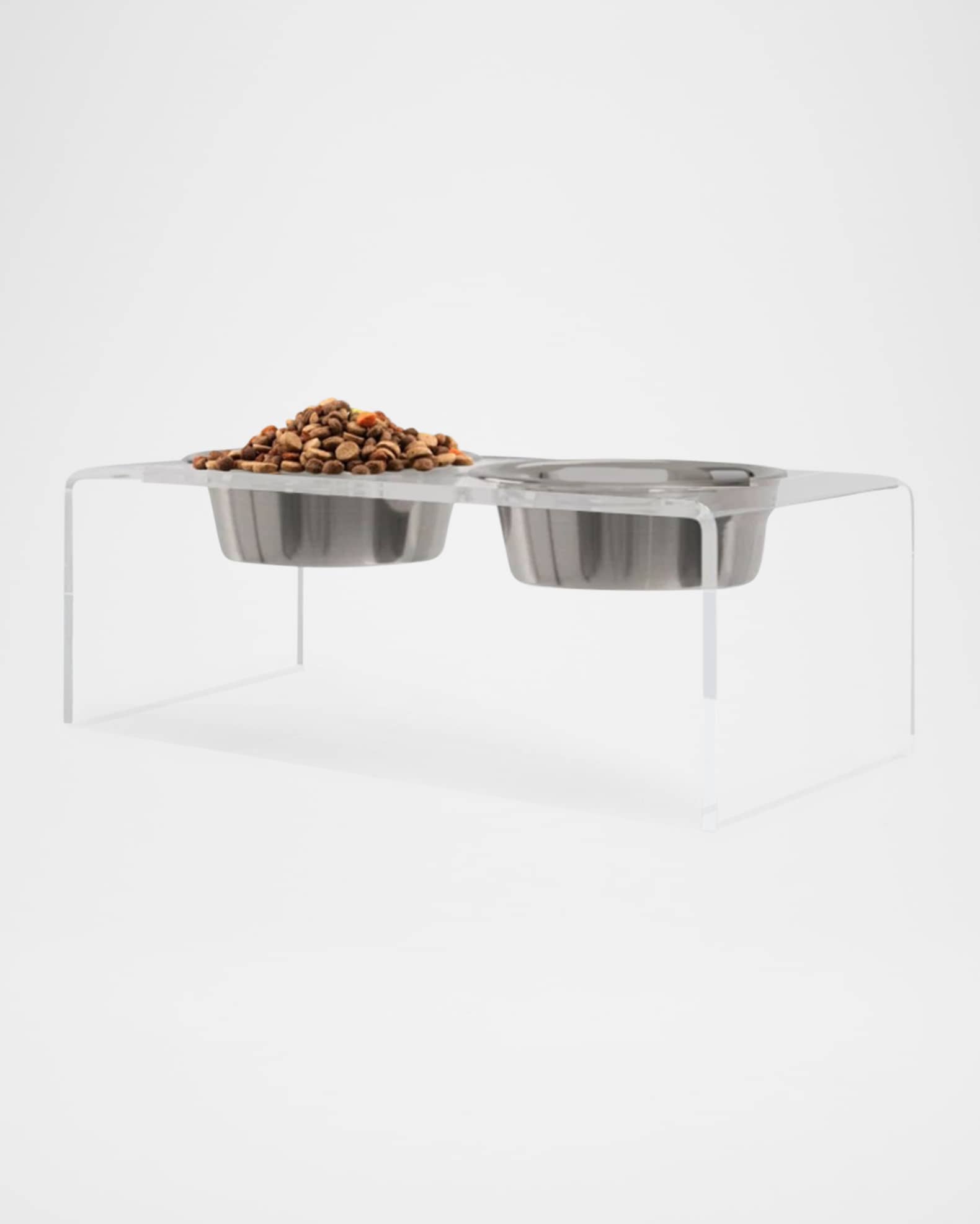 HIDDIN Medium Clear Double Bowl Pet Feeder, 2 Quart | Horchow