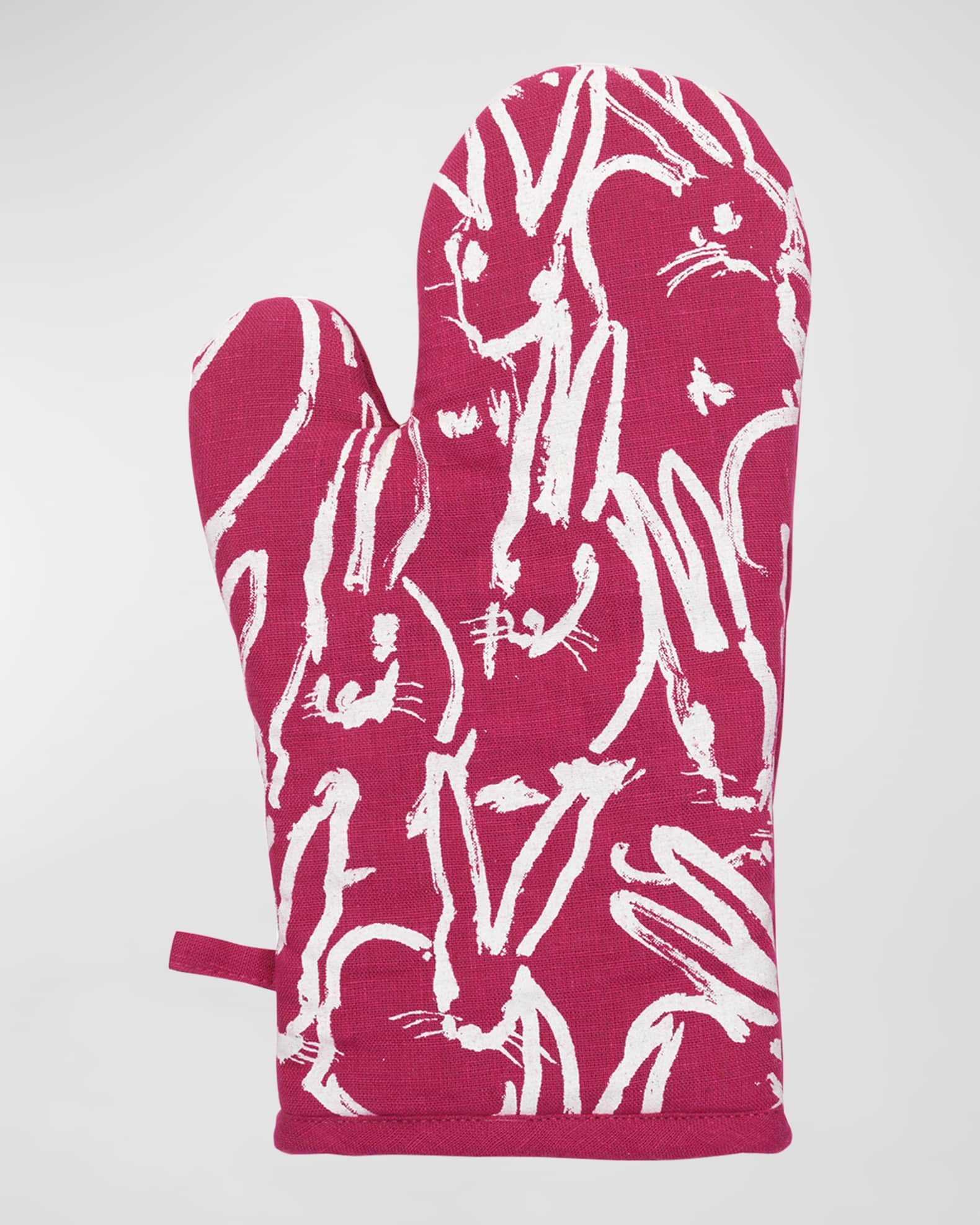 Hunt Slonem Fluffle Bunny Khadi Print Apron & Oven Mitt Collection ...