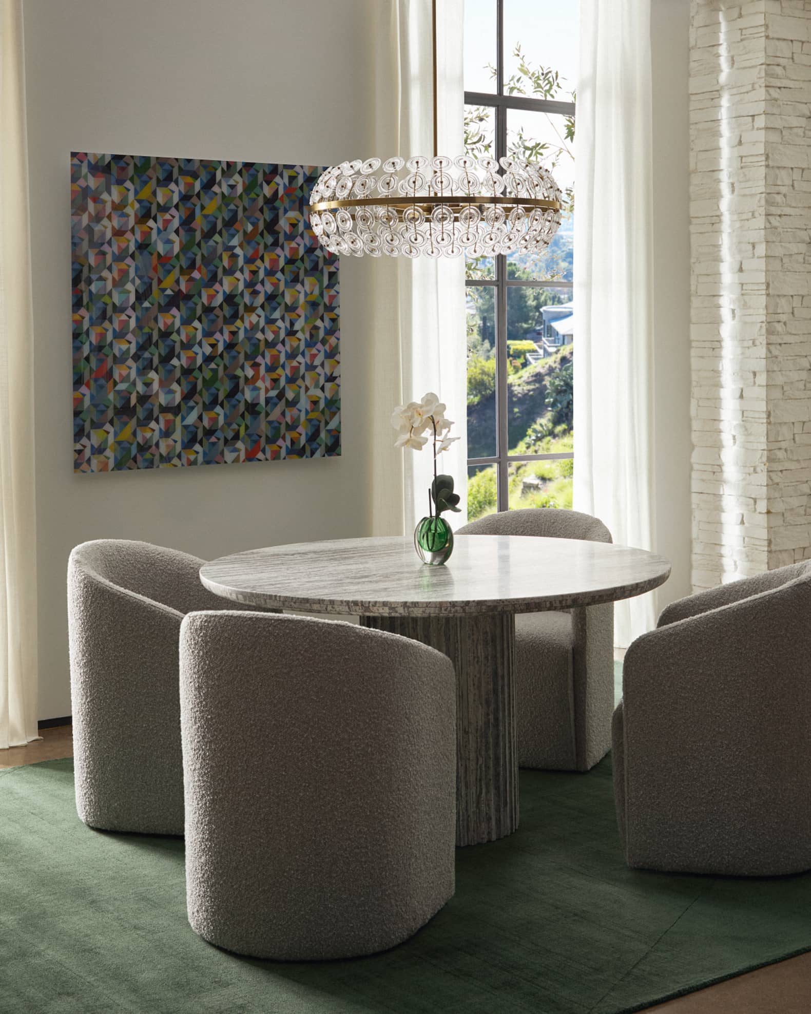 Round travertine dining table store