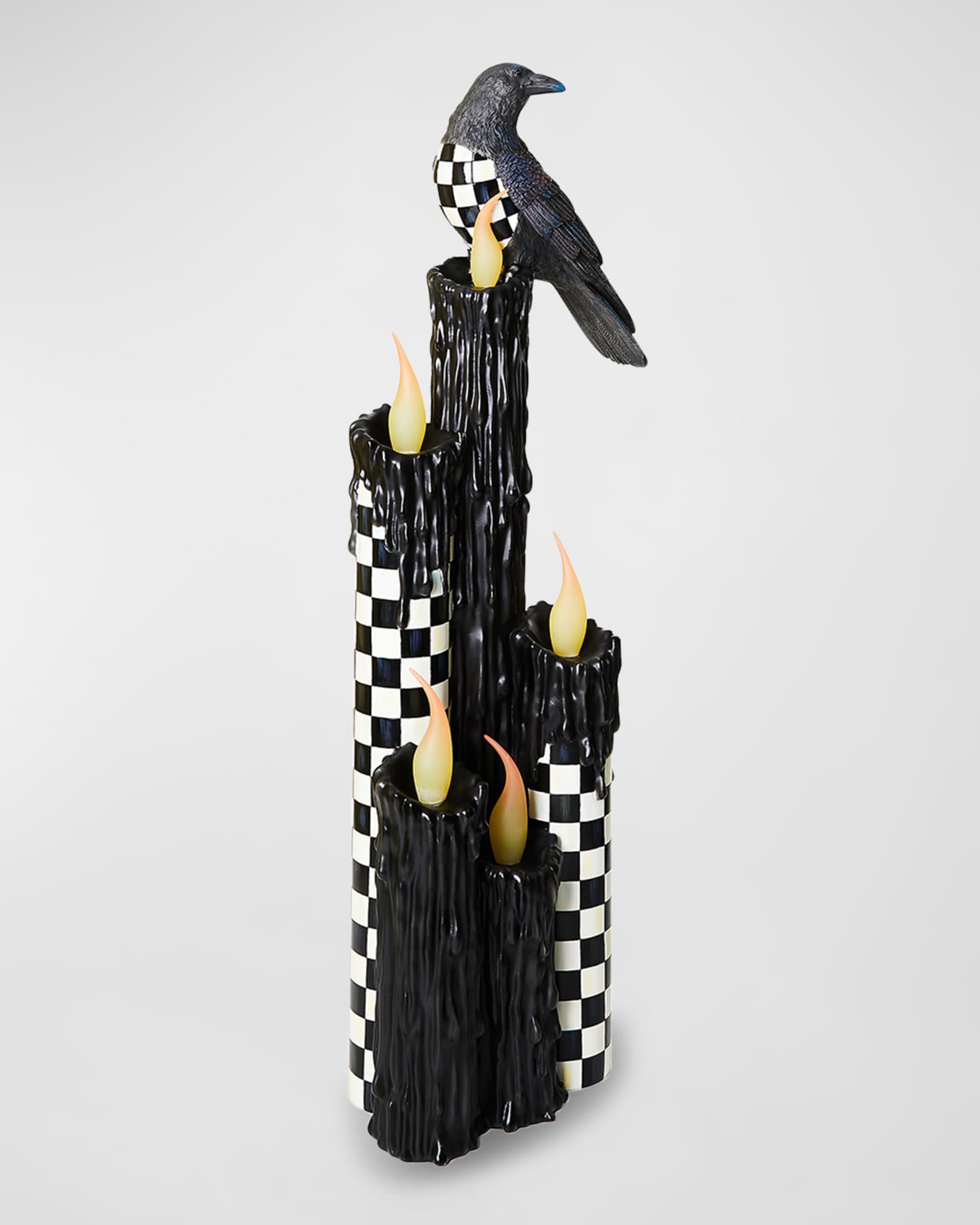 MacKenzie-Childs Courtly Check Jumbo Melting Candle Cluster with Crow ...