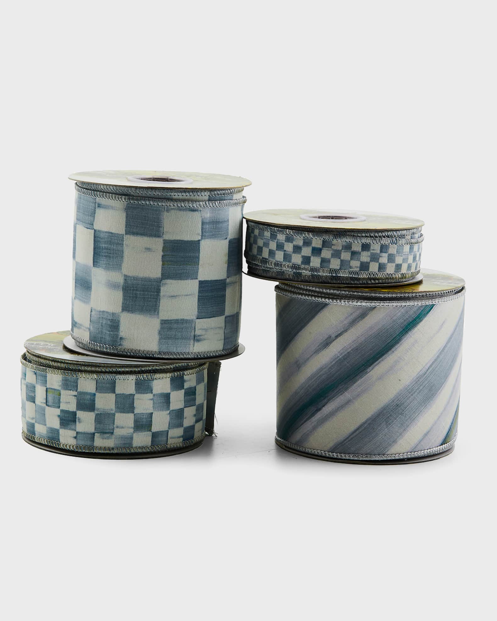 MacKenzie-Childs Sterling Stripe Ribbon, 4"W x 10 Yards | Horchow