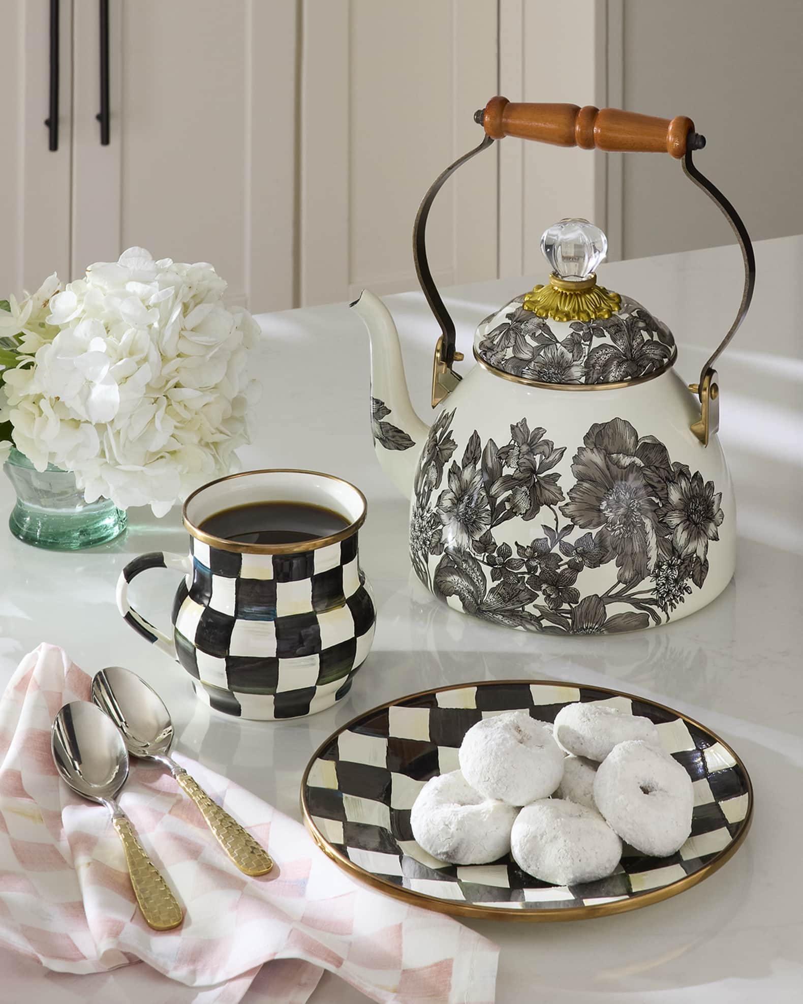 MacKenzie-Childs Sterling English Garden 2-Quart Tea Kettle | Horchow