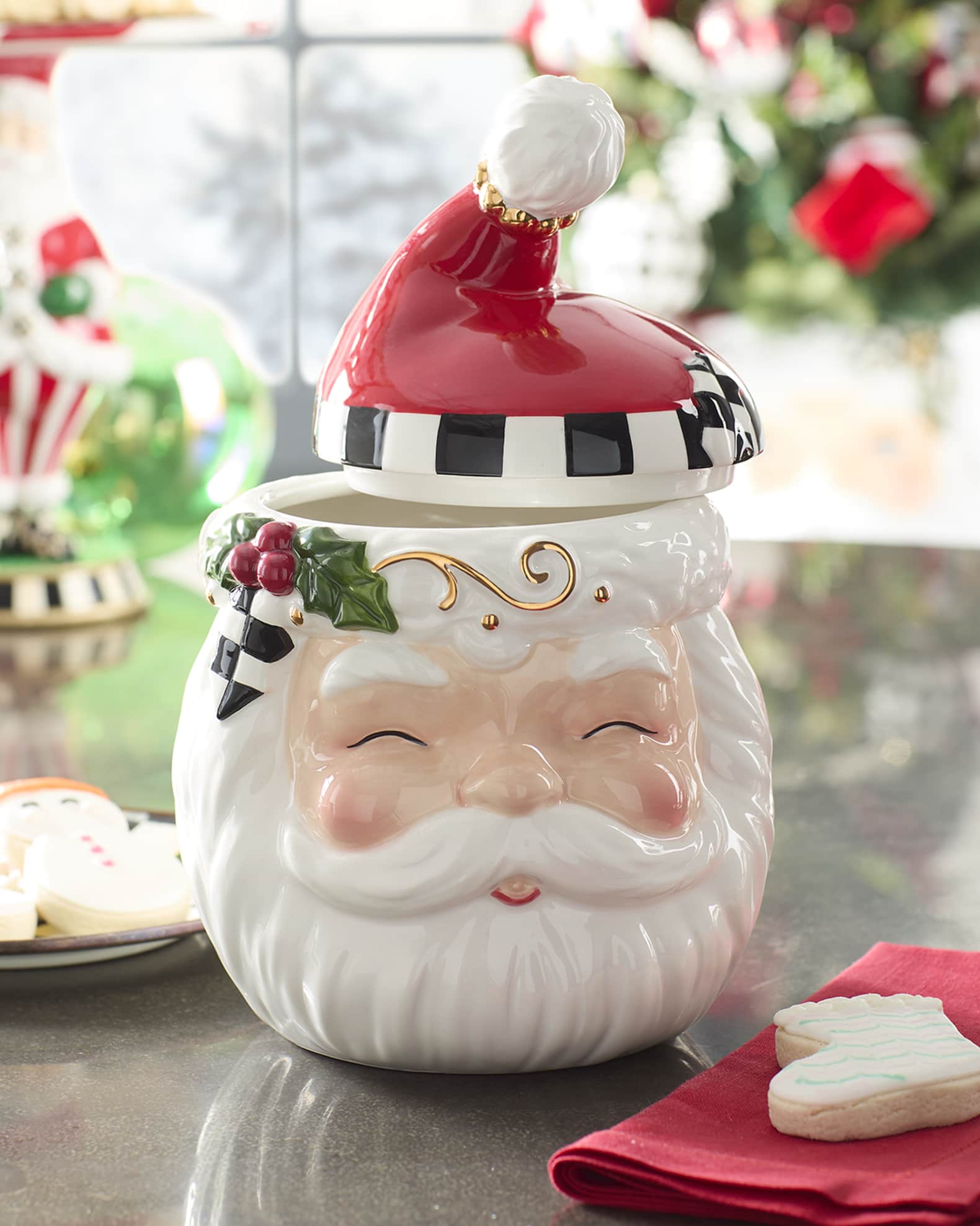MacKenzie-Childs Nick's Pick Santa Cookie Jar | Horchow