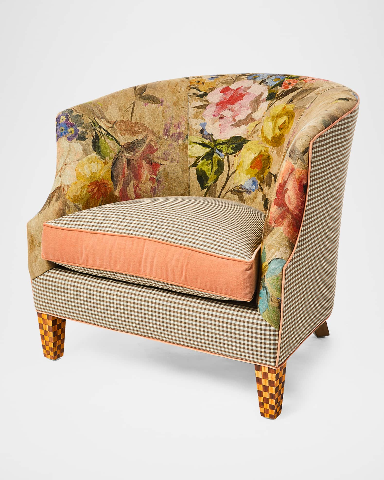 MacKenzie-Childs Field Study Floral and Gingham Accent Chair | Horchow