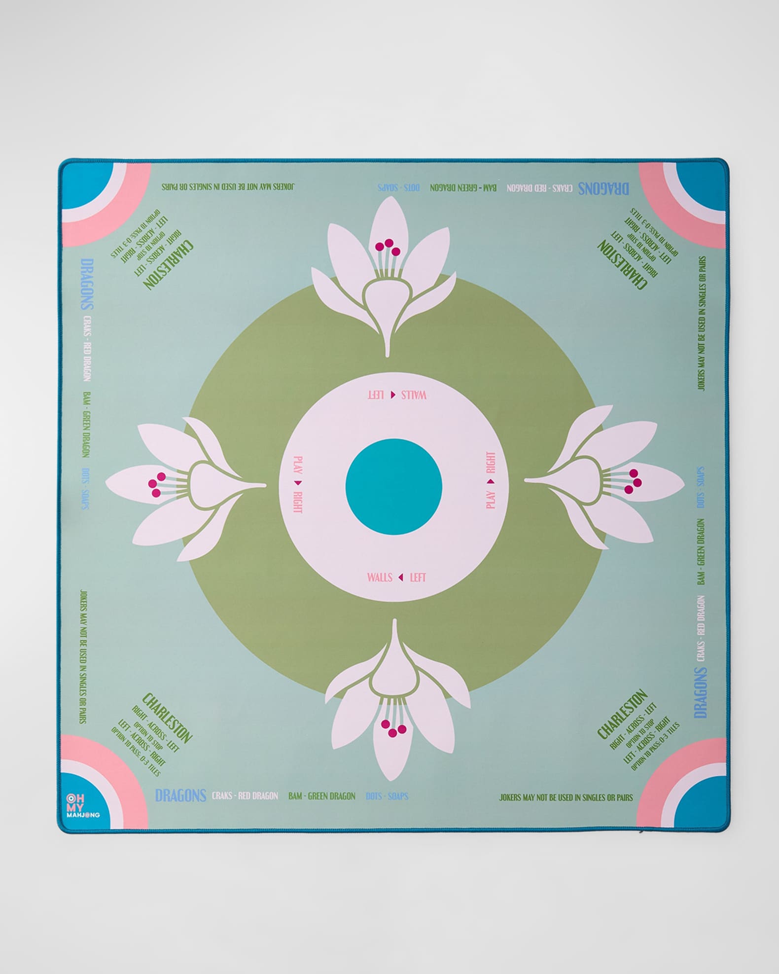 OH MY MAHJONG Sage Lotus Neoprene Mahjong Mat | Horchow