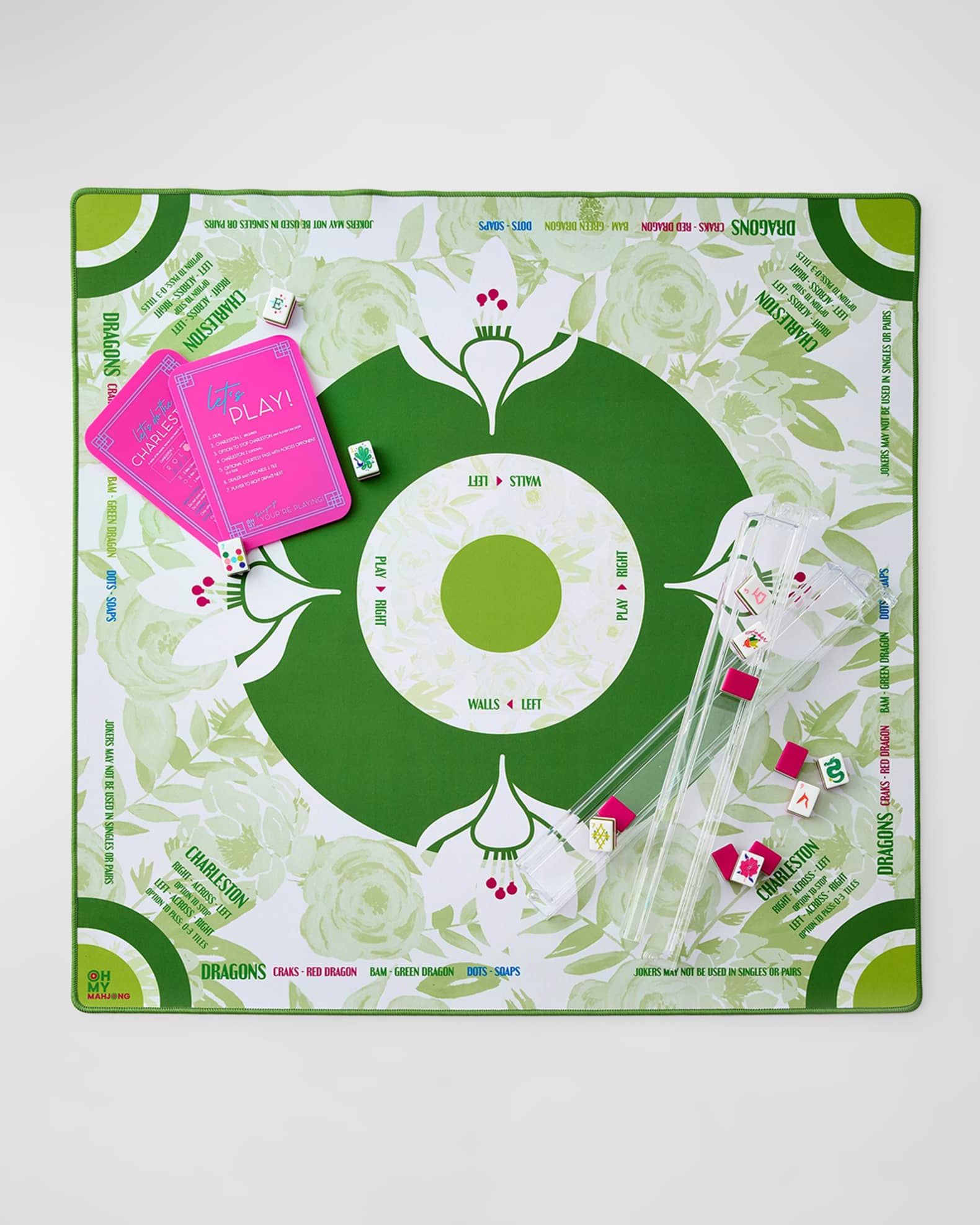 OH MY MAHJONG Olive Rose Neoprene Mahjong Mat | Horchow