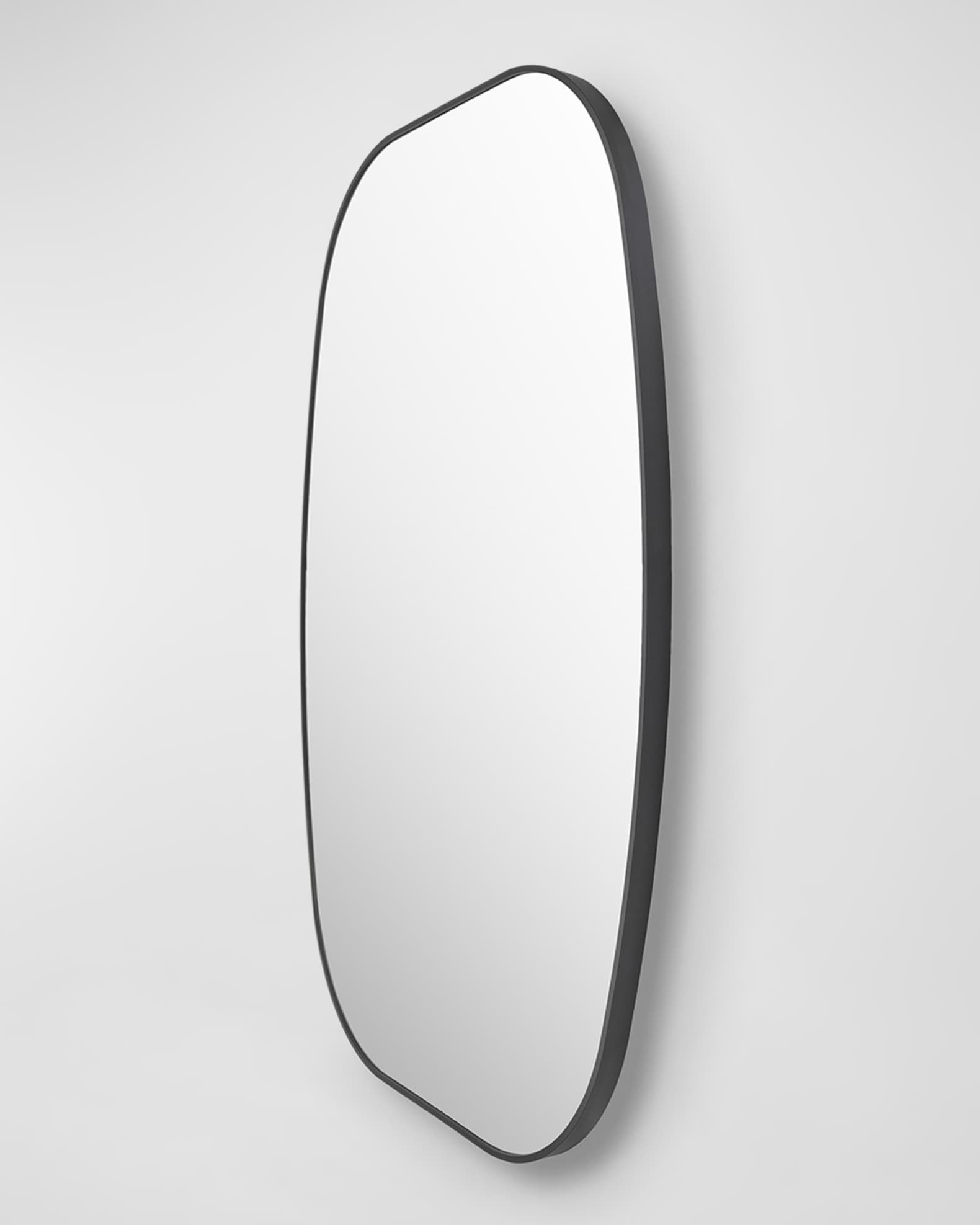 Surya Aranya 41" Rounded Wall Mirror, Black | Horchow
