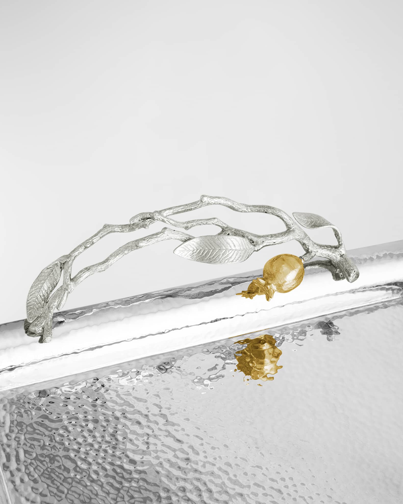 Michael Aram Pomegranate Silver & Gold Serving Tray with 24K Goldplate ...