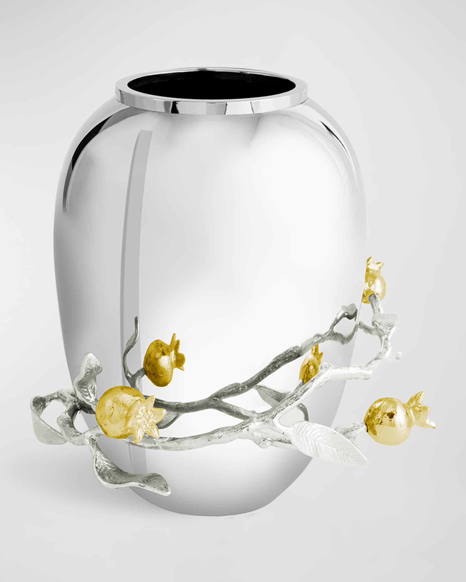 Michael Aram Pomegranate Silver & Gold Medium Vase with 24K Goldplate ...