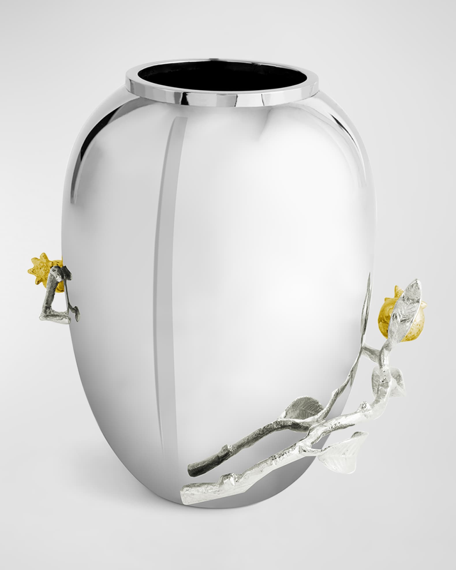 Michael Aram Pomegranate Silver & Gold Medium Vase with 24K Goldplate ...
