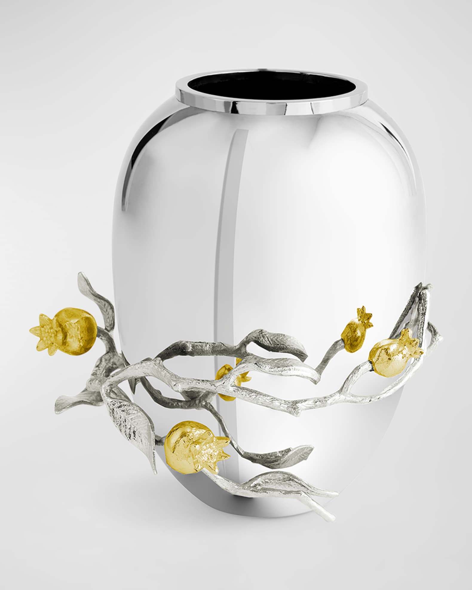 Michael Aram Pomegranate Silver & Gold Medium Vase with 24K Goldplate ...
