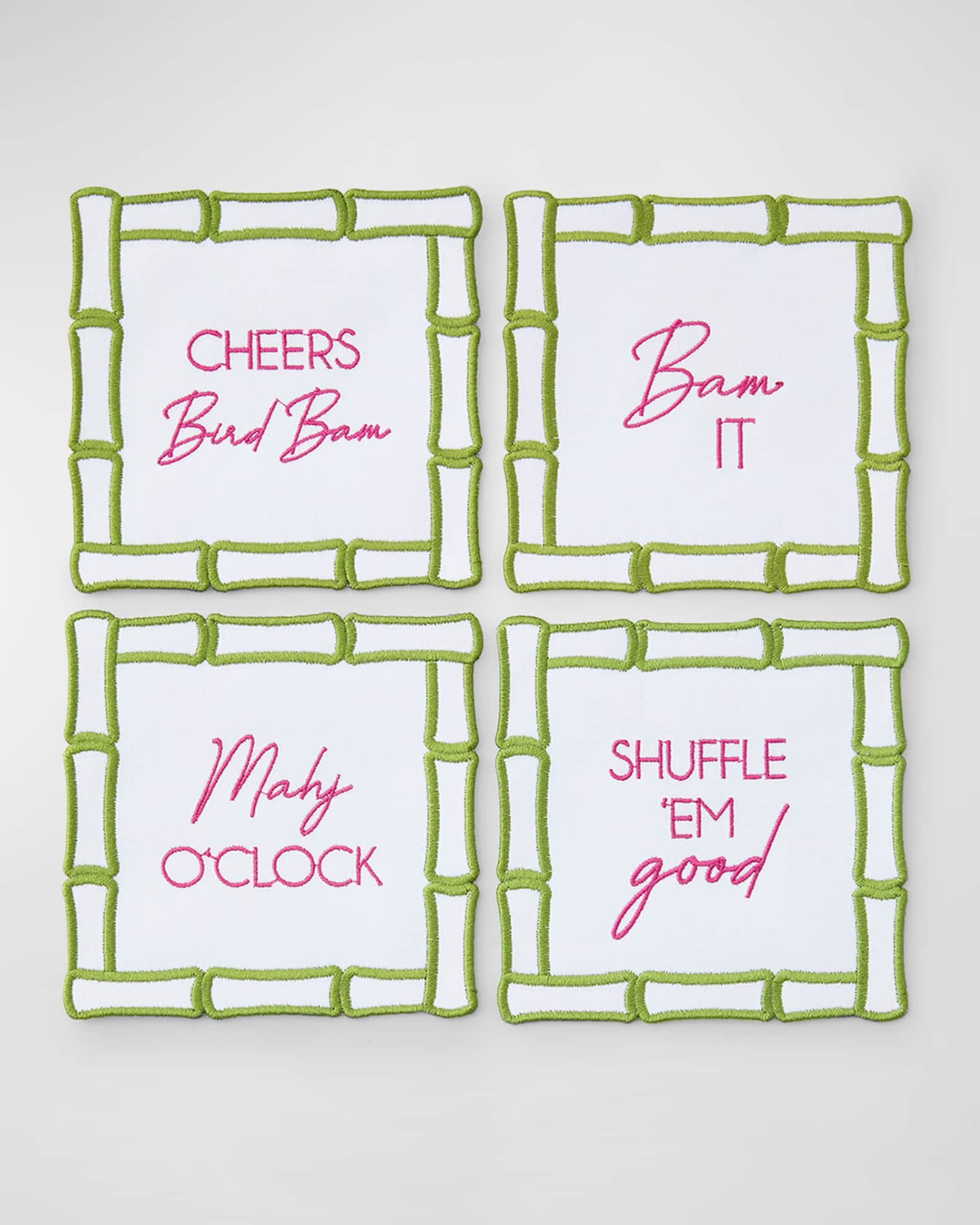 OH MY MAHJONG Bamboo Mahjong Cocktail Napkins, Set of 4 | Horchow
