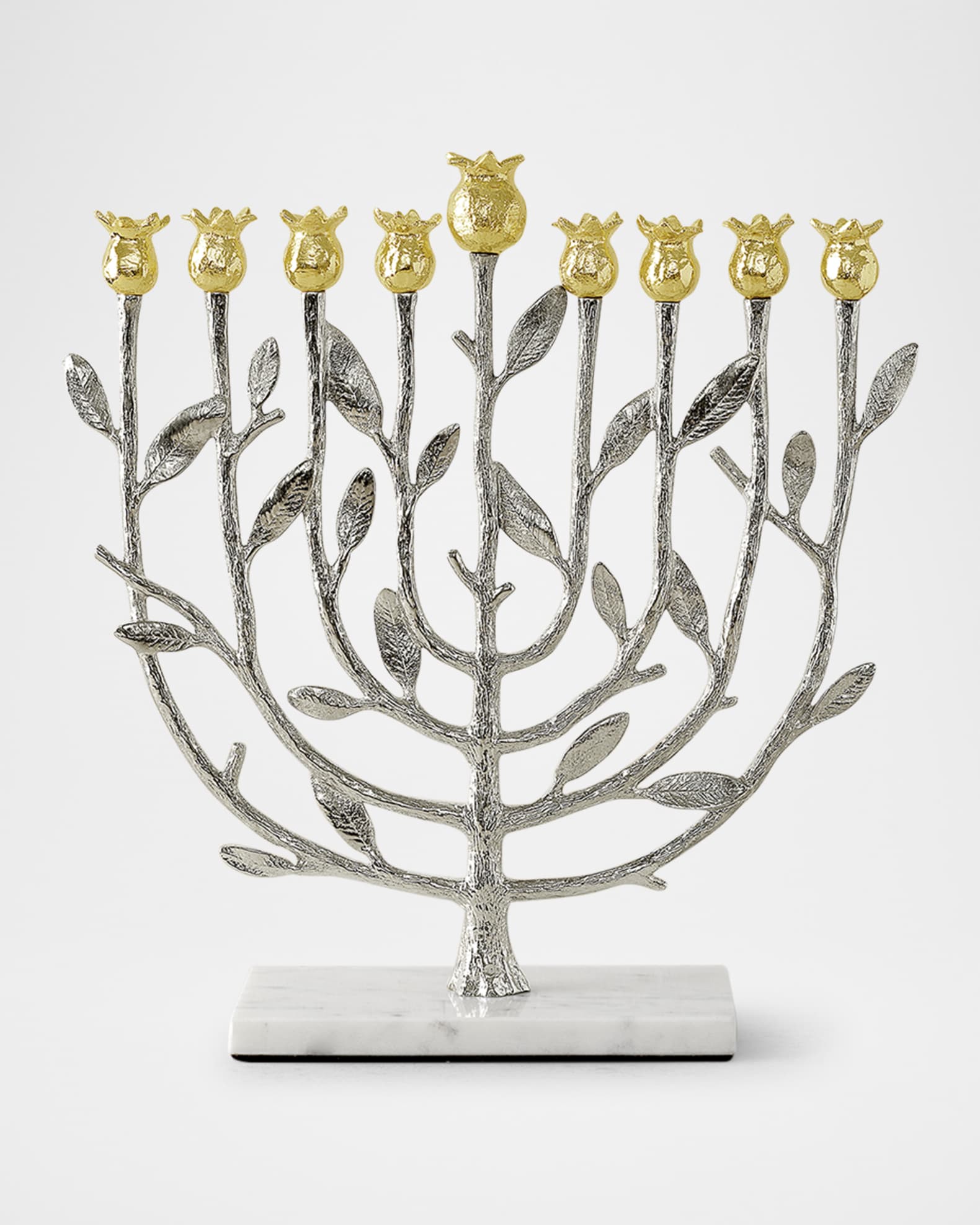 Michael Aram Pomegranate Silver and Gold Hanukkah Menorah with 24K Gold ...