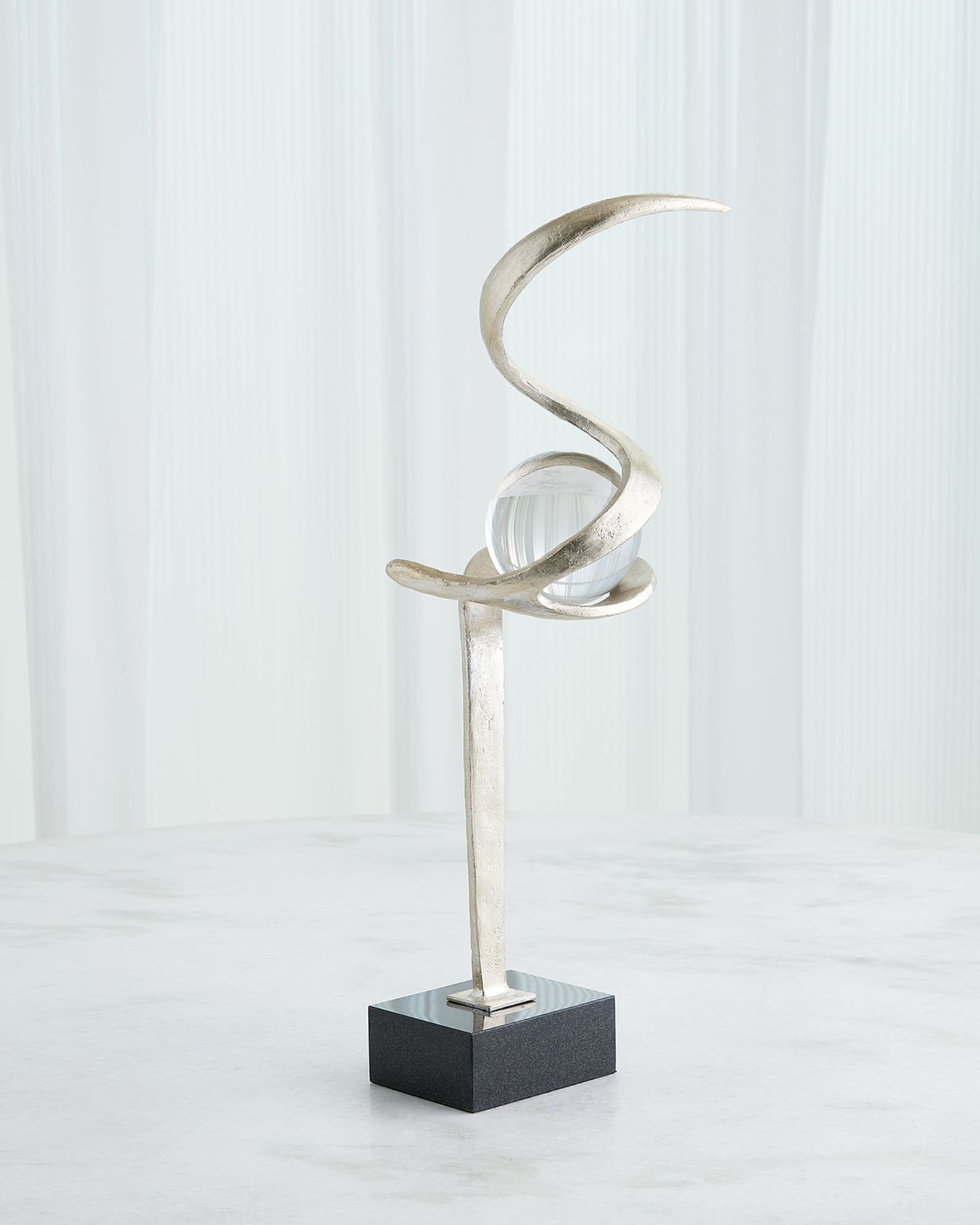 Global Views Captured Sphere Sculpture, Silver Leaf | Horchow