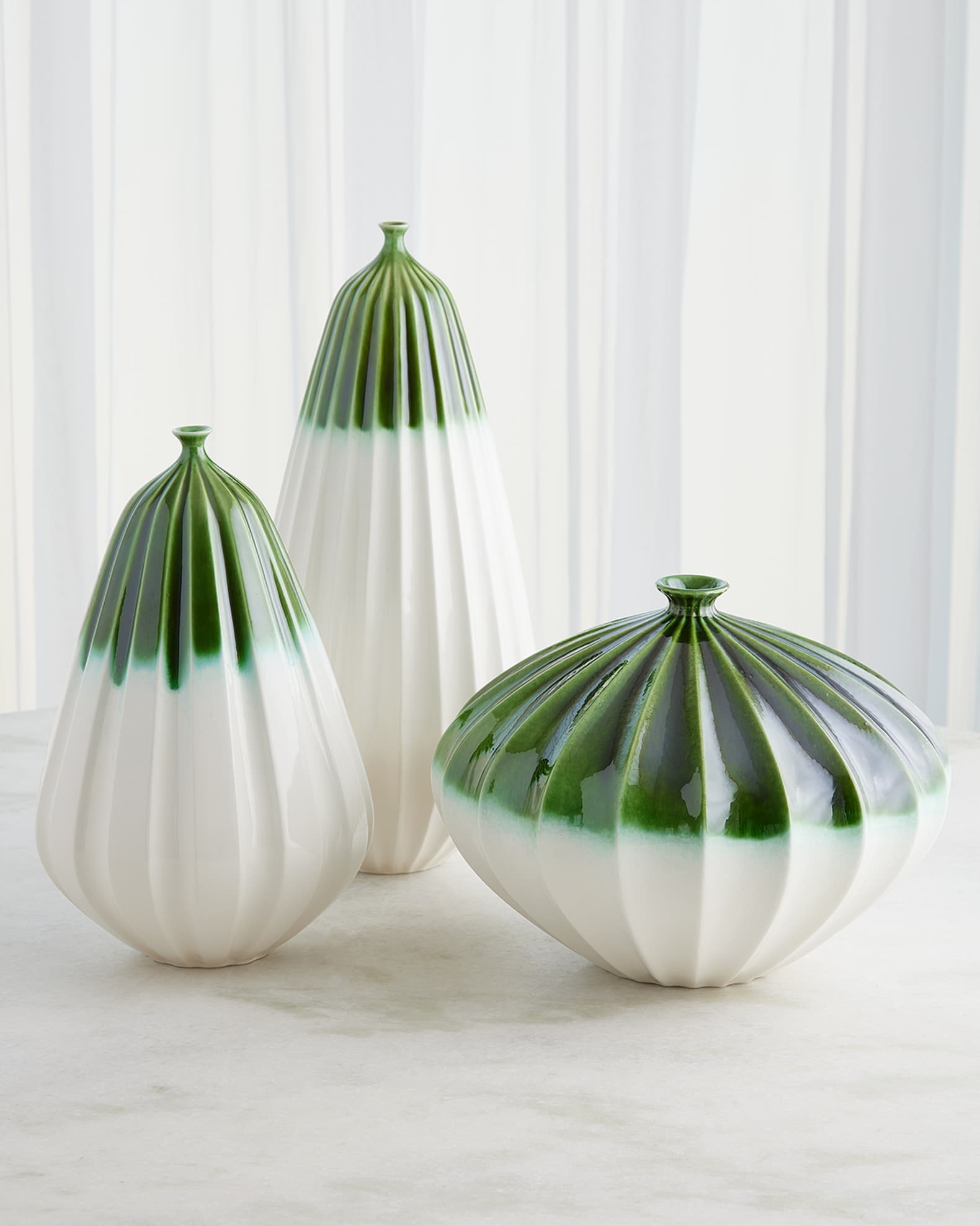 Global Views Furrow Emerald Vase, 15" | Horchow