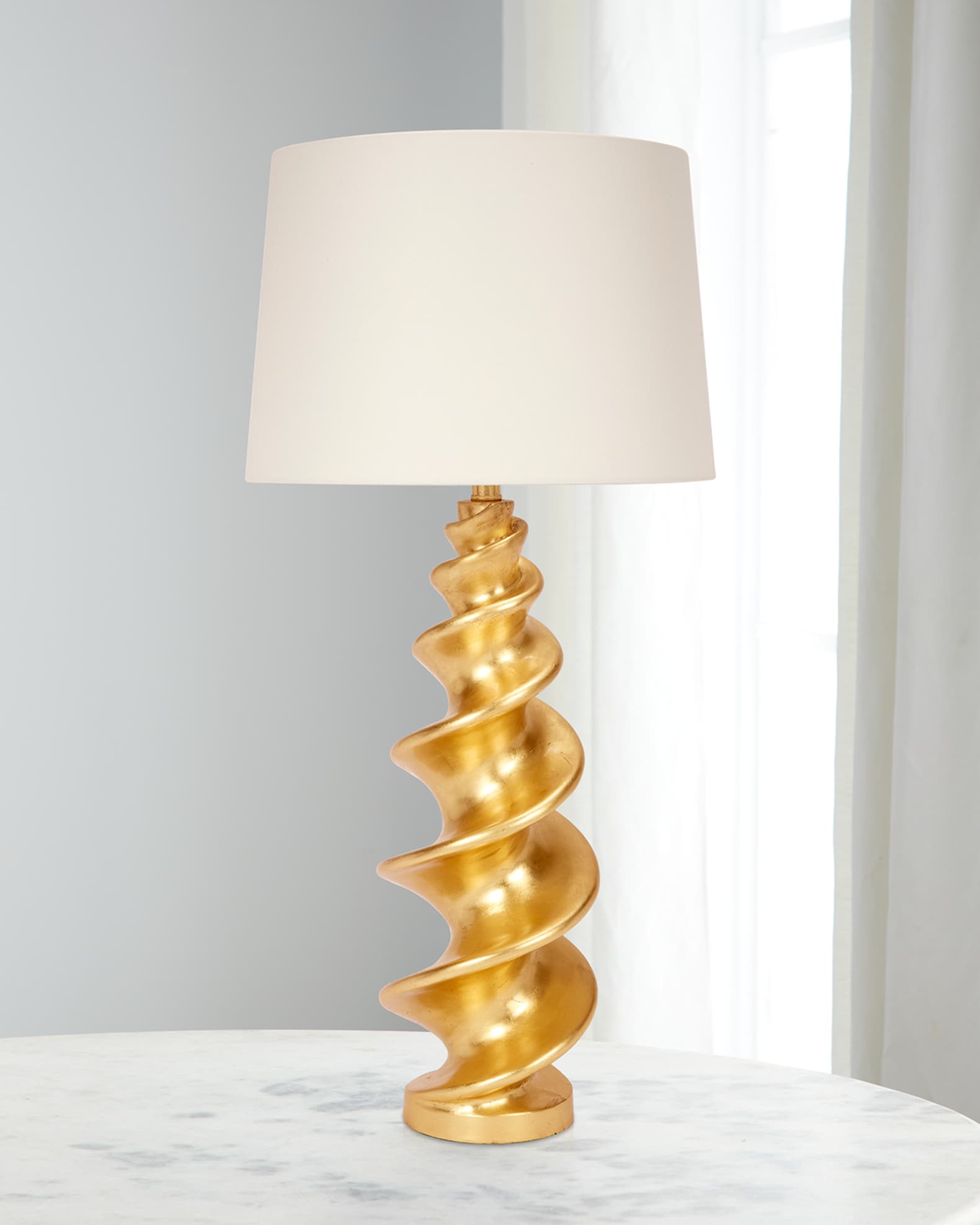 Old World Design Durham Gold Leaf Shell Buffet Lamp with Linen Shade ...