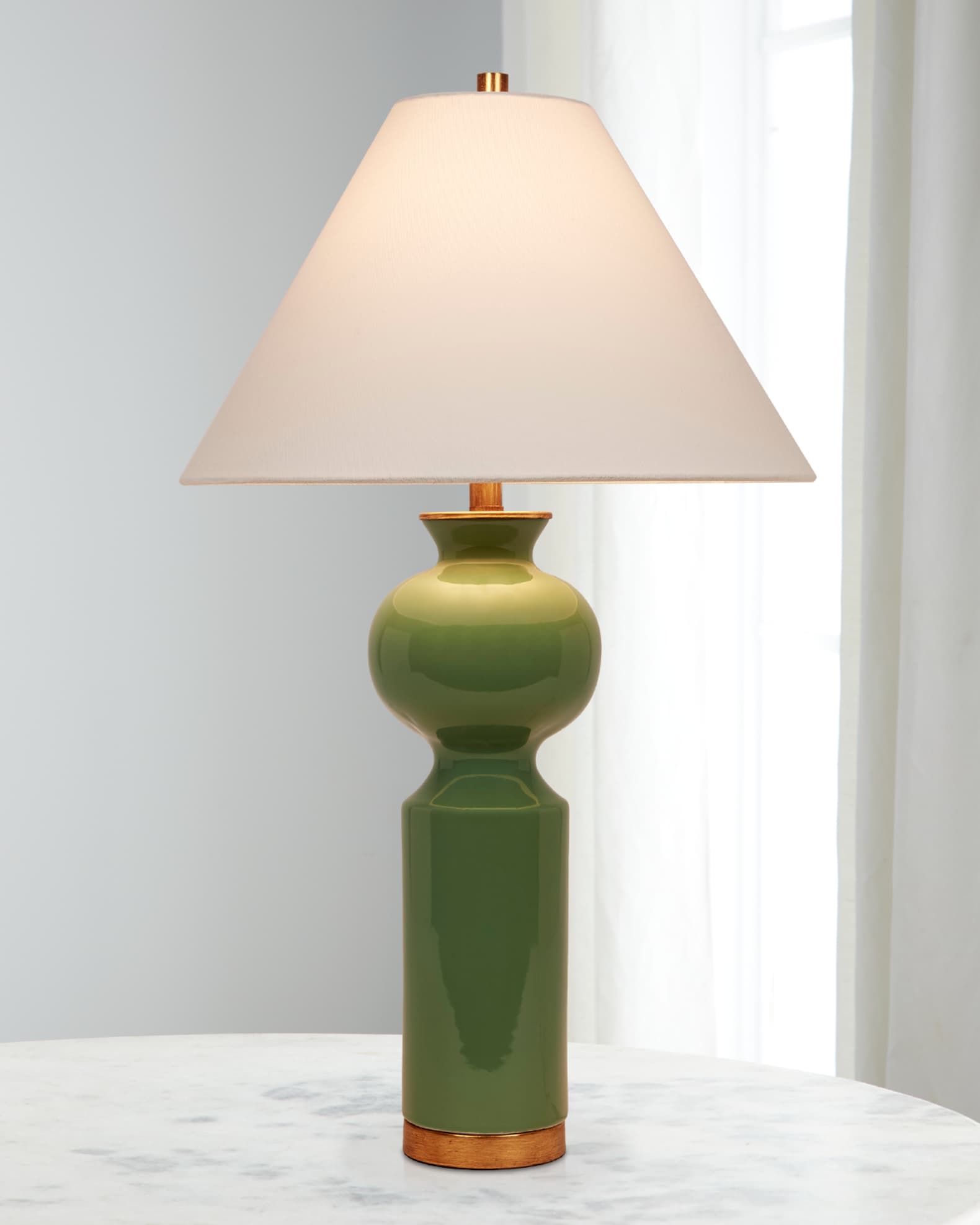 Old World Design Perla 33" Ceramic Table Lamp with Linen Shade | Horchow