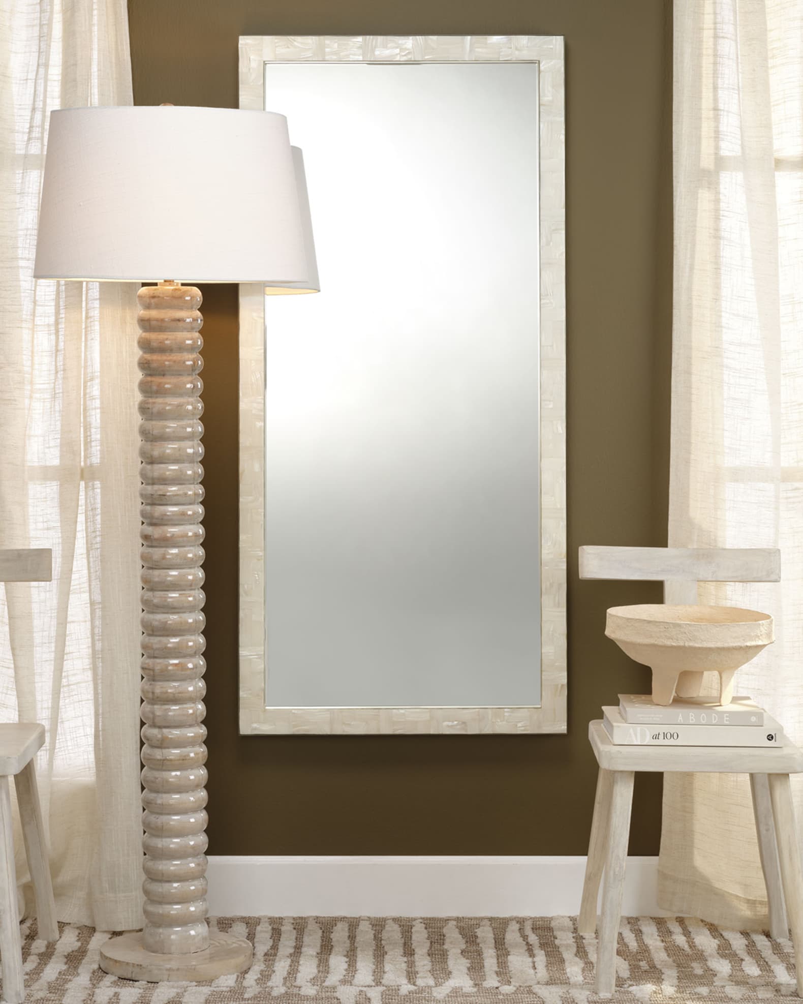 Jamie Young Monroe Mother-of-Pearl Rectangle Floor Mirror, 60" | Horchow