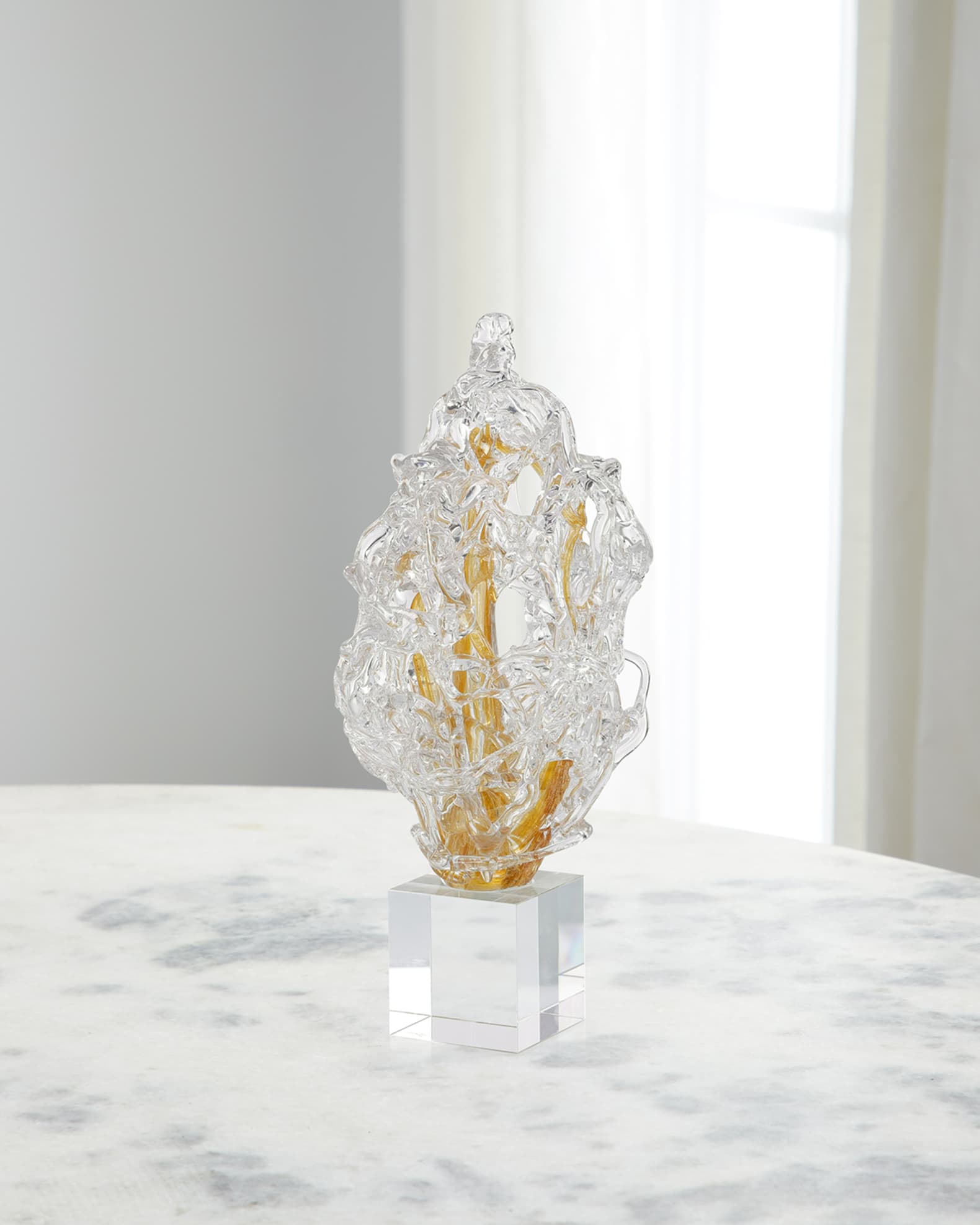 John-Richard Collection Frozen Flame Sculpture on Crystal Base, Small ...