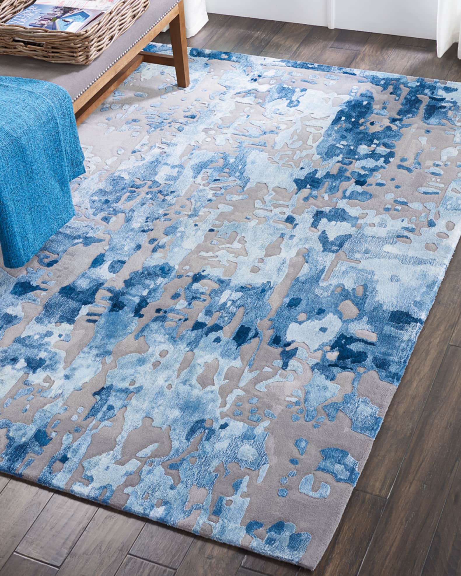 Nourison Prismatic Blue/Grey Hand-Tufted Rug, 9' x 12' | Horchow