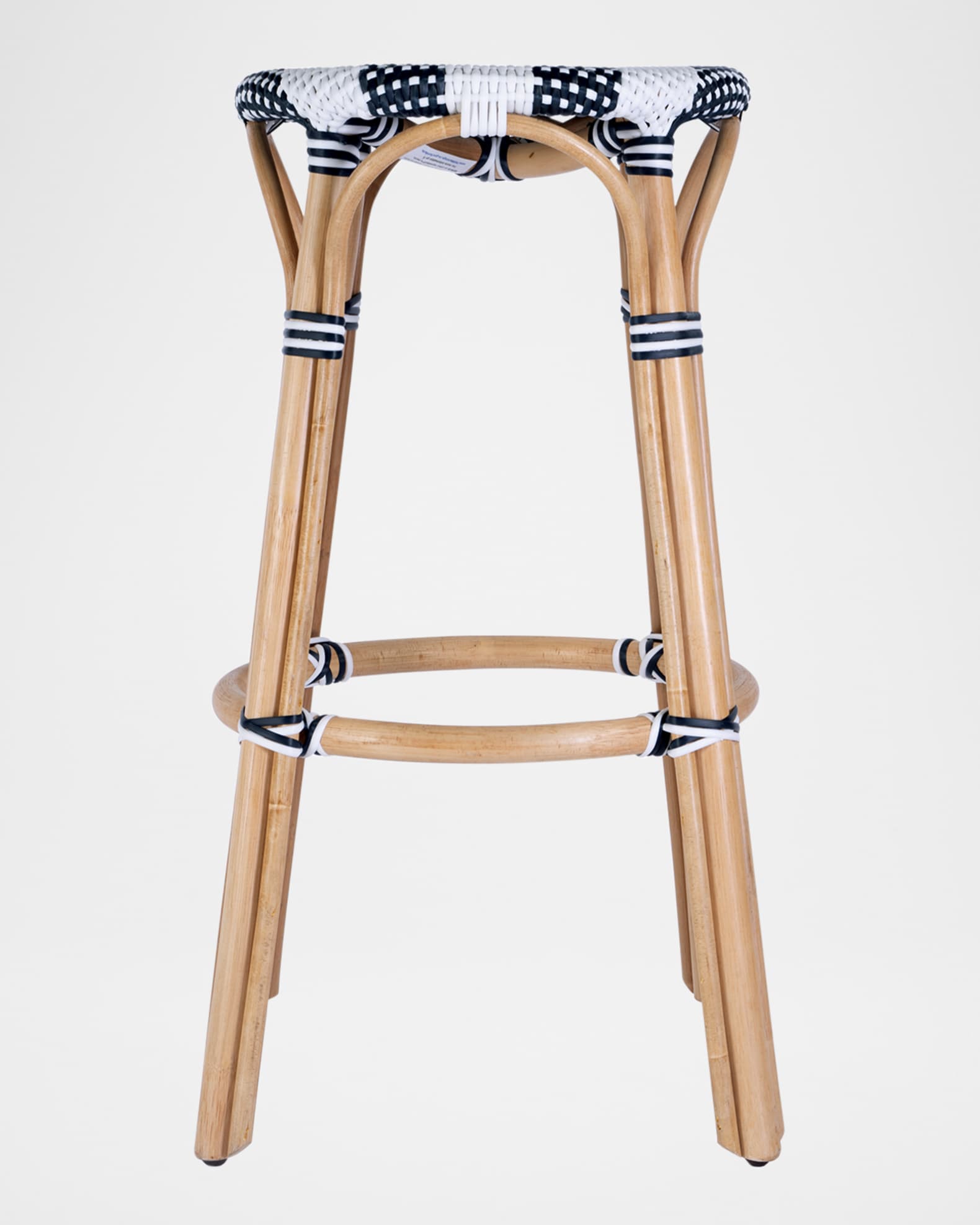Butler Specialty Co Tobias 30" Rattan Bar Stool, White/Navy Stripe ...