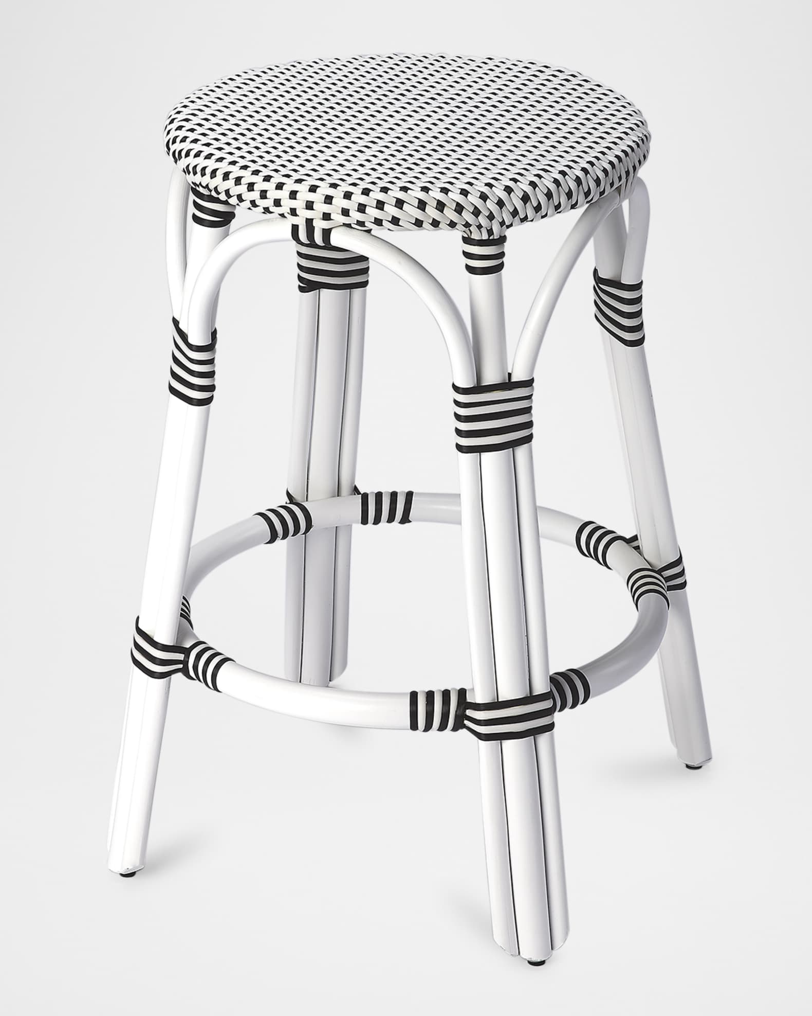 Butler Specialty Co Tobias 24 Rattan Counter Stool White Black Dot Horchow