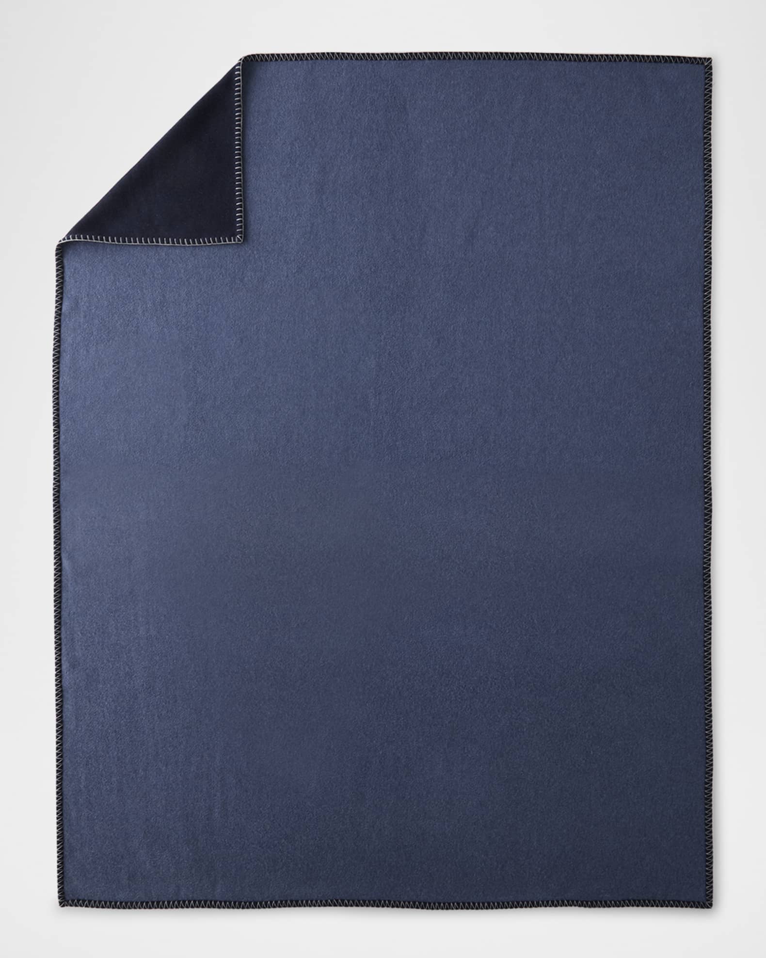 Sofia Cashmere Double-Face Cashmere Throw with Contrast Stitch, 50" x 76" | Horchow
