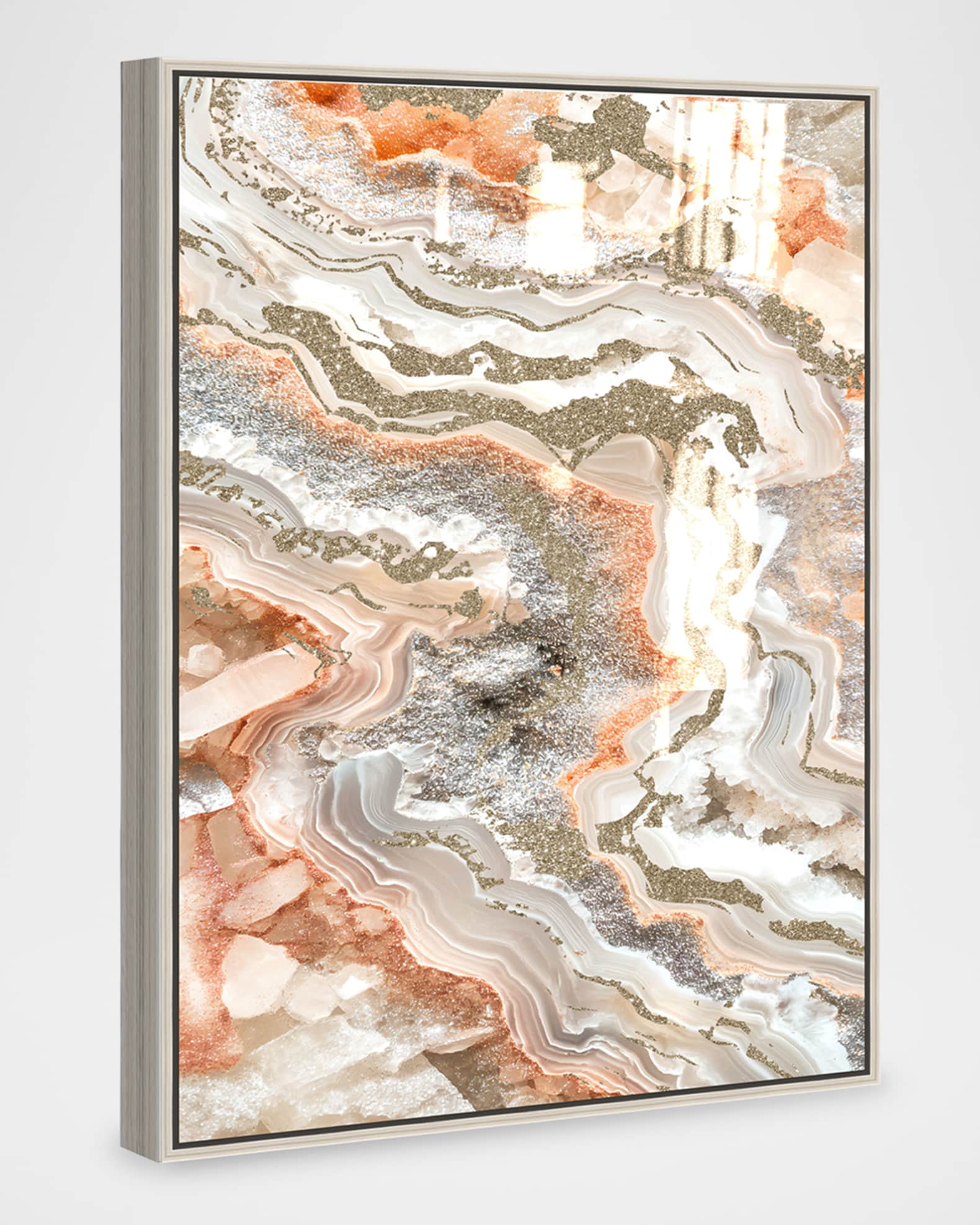The Oliver Gal Artist Co. "Peach Geode" Hand-Embellished Framed Giclee ...