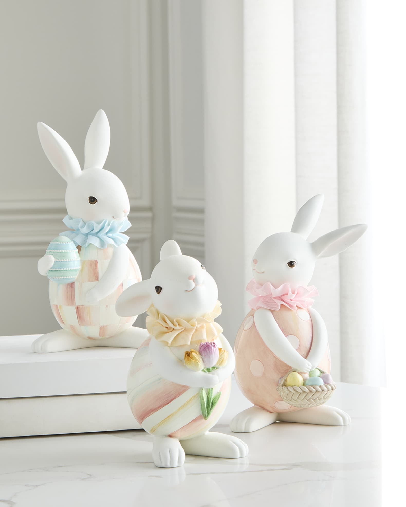 MacKenzie-Childs Rosy Rabbit Trio | Horchow