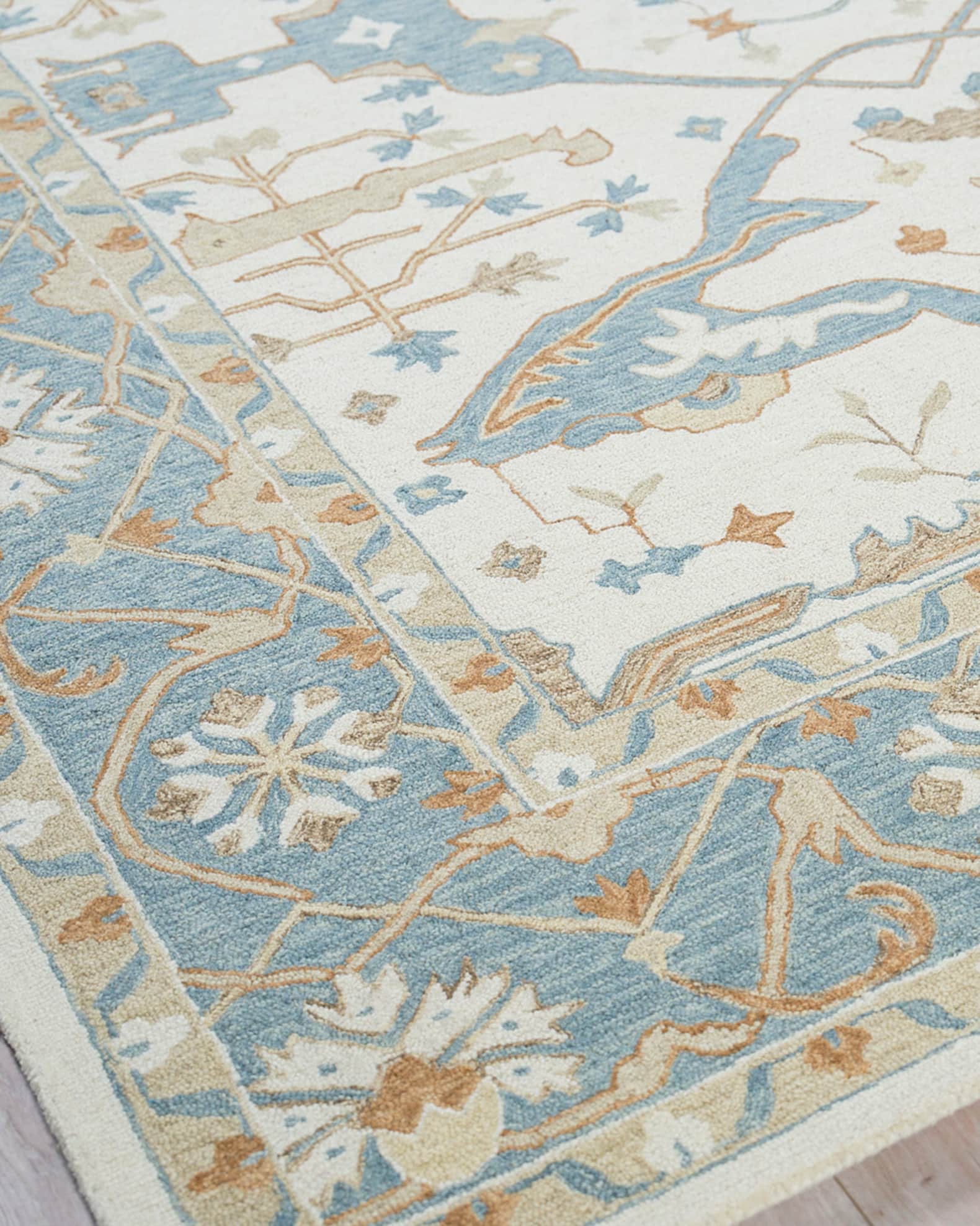 Exquisite Rugs Claremont Hand-Tufted Light Blue Oushak Rug, 8' x 10 ...